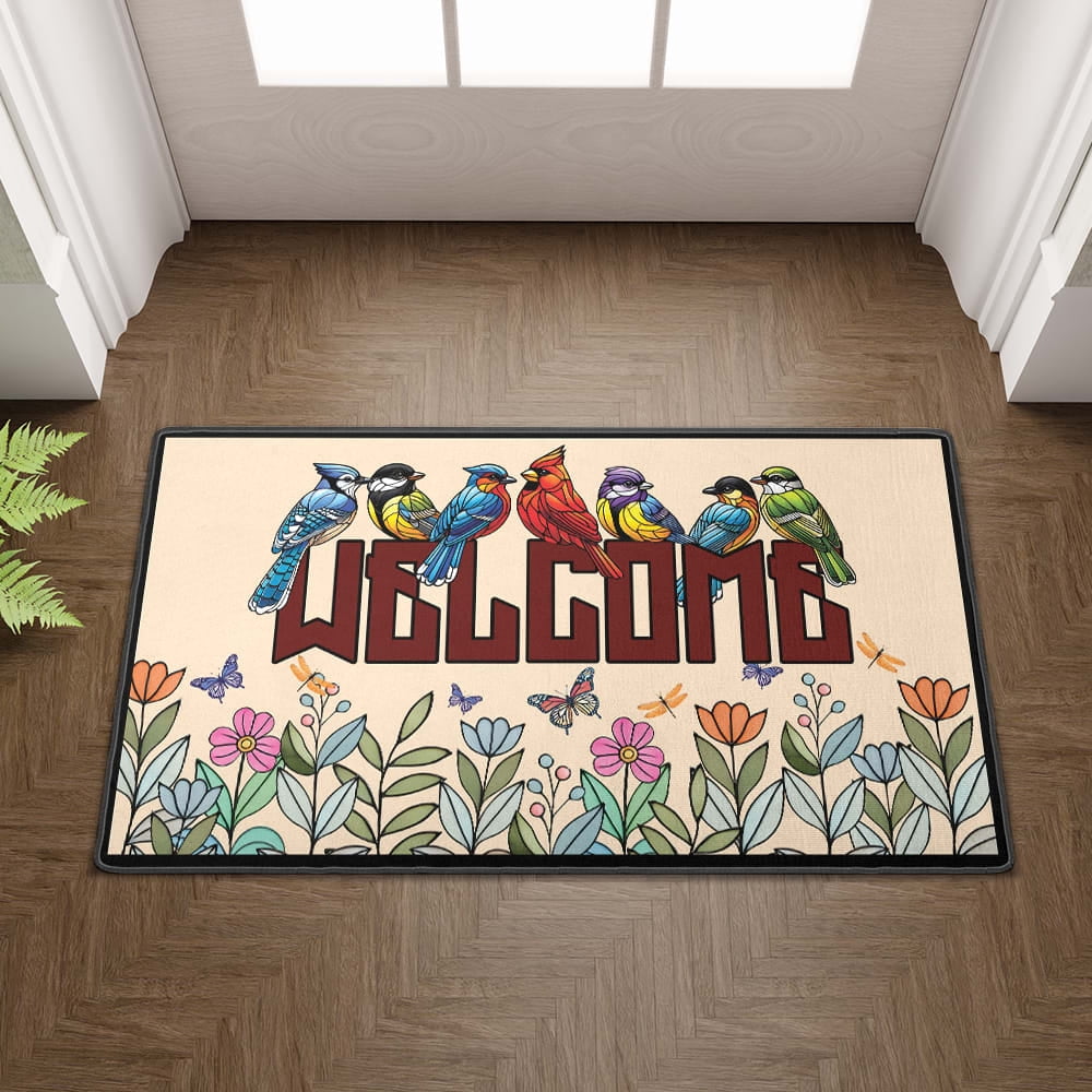 Lotusprinthandmade Bird Lovers Welcome Doormat 6 Sizes (24" x 35 ...