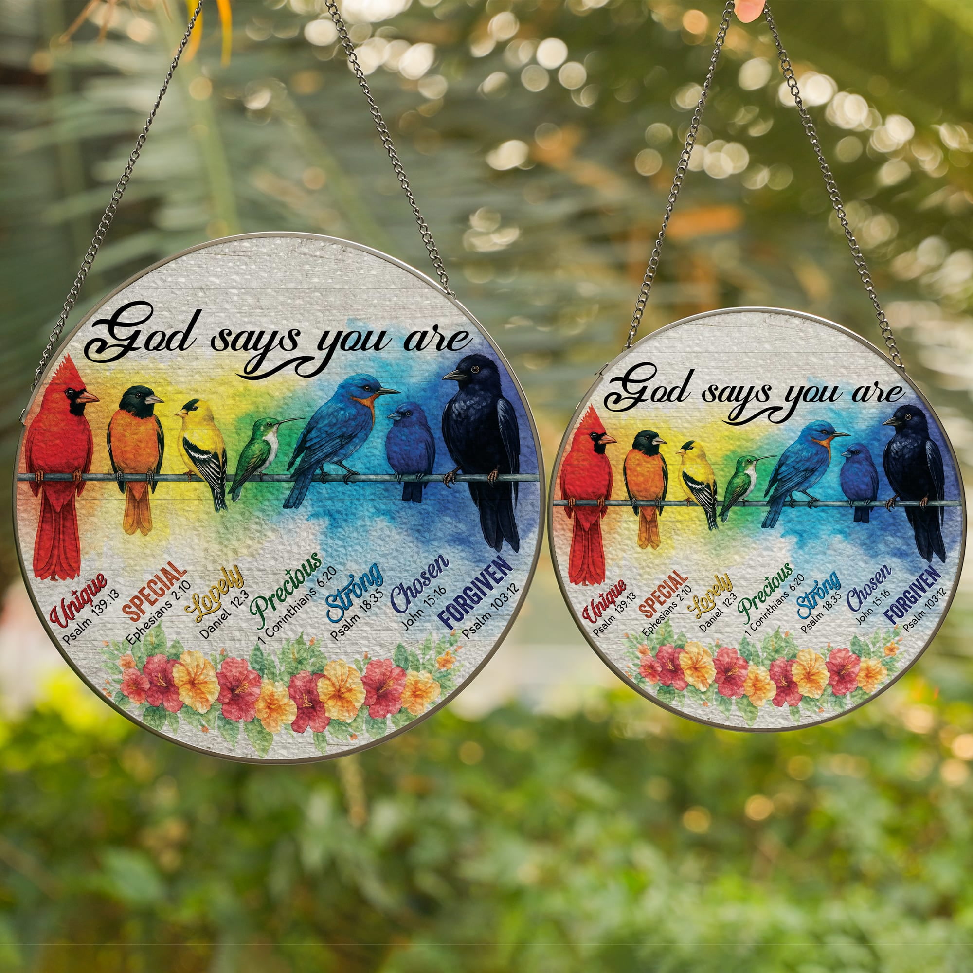 Lotusprinthandmade Birds With Christian Faith Stained Glass Suncatcher ...