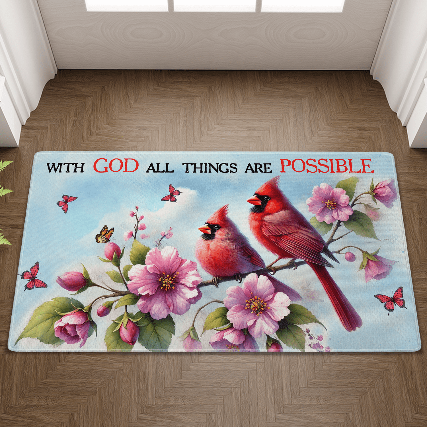Lotusprinthandmade Birds With God Religious Doormat 18" x 30", jesus ...