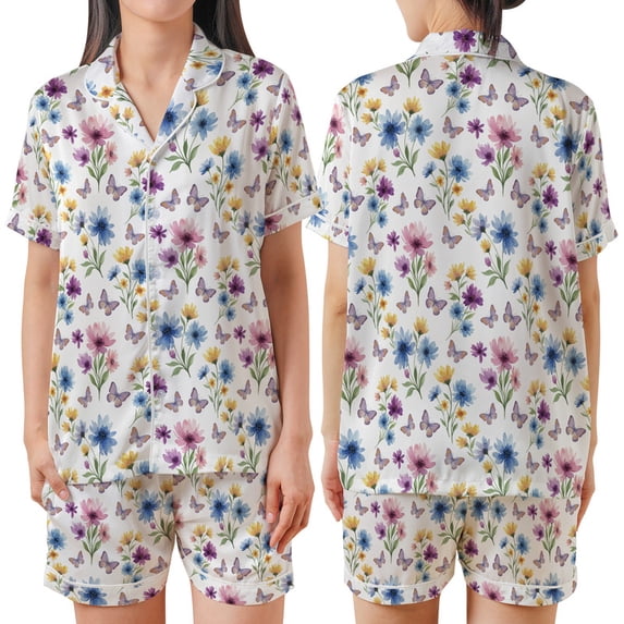 Lotusprinthandmade Boho Wildflowers All-over Print Satin Short-Sleeve ...