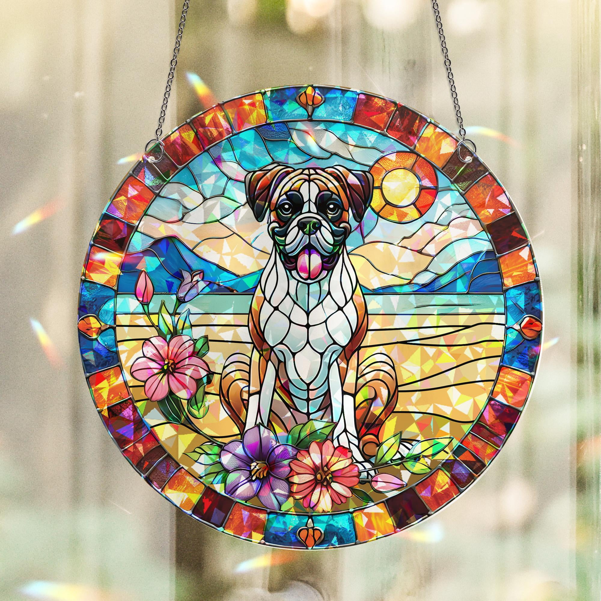 Lotusprinthandmade Boxer Dog Pattern Custom Shape Broken Glass Hologram ...