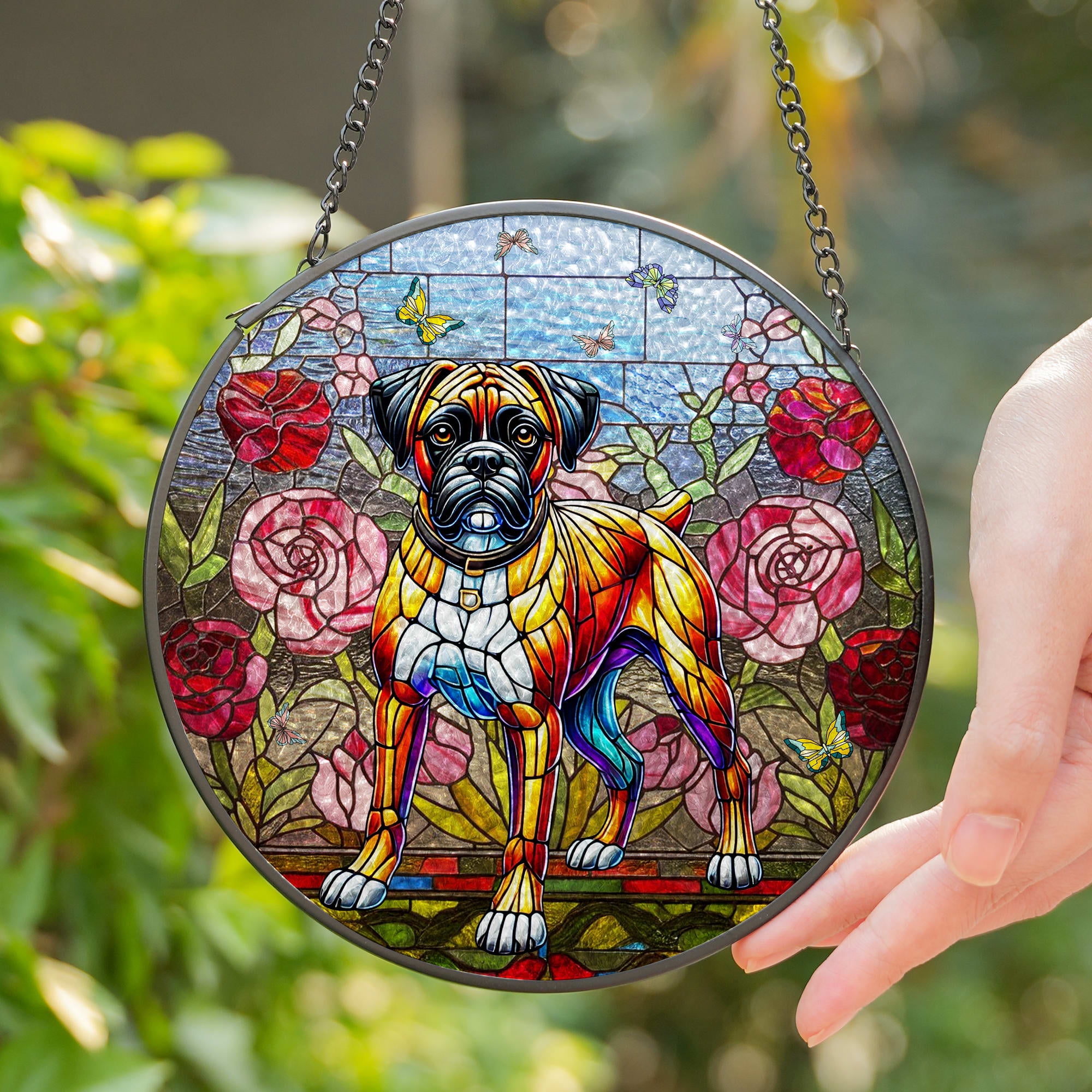 Lotusprinthandmade Boxer Dog Stained Glass Suncatcher for Window ...