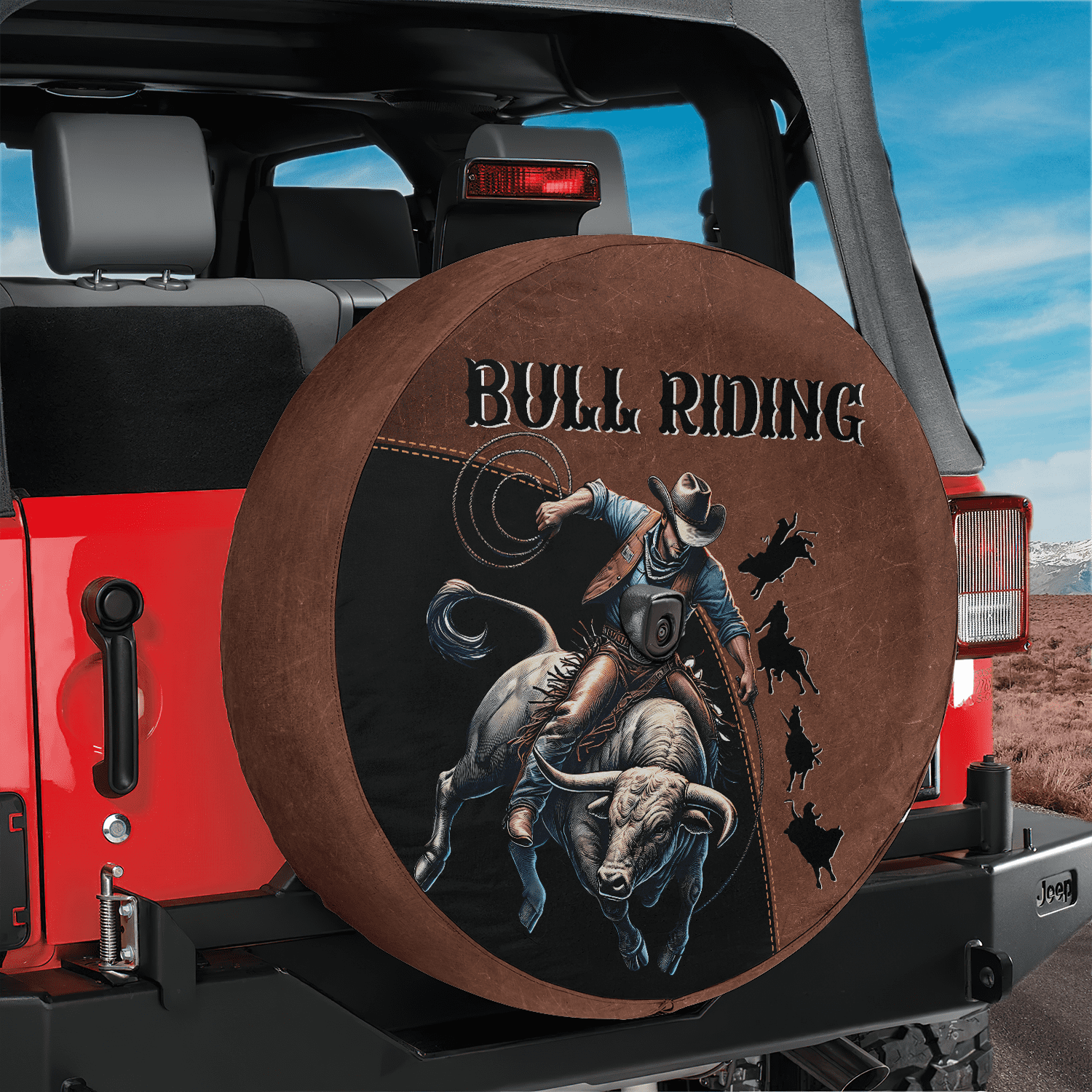 Lotusprinthandmade Bull Riding Graphic Spare Tire Cover With Backup ...