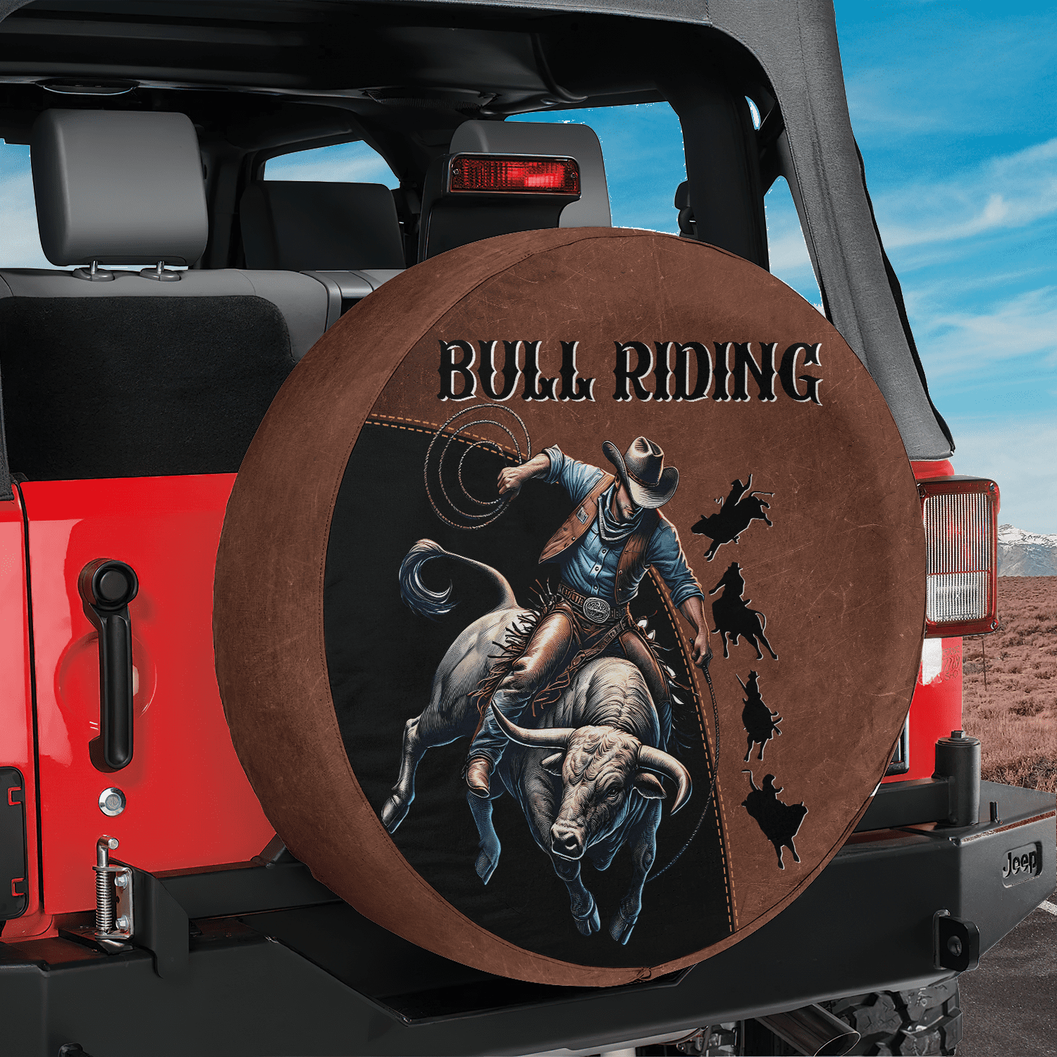 Lotusprinthandmade Bull Riding Graphic Spare Tire Cover Without Backup ...
