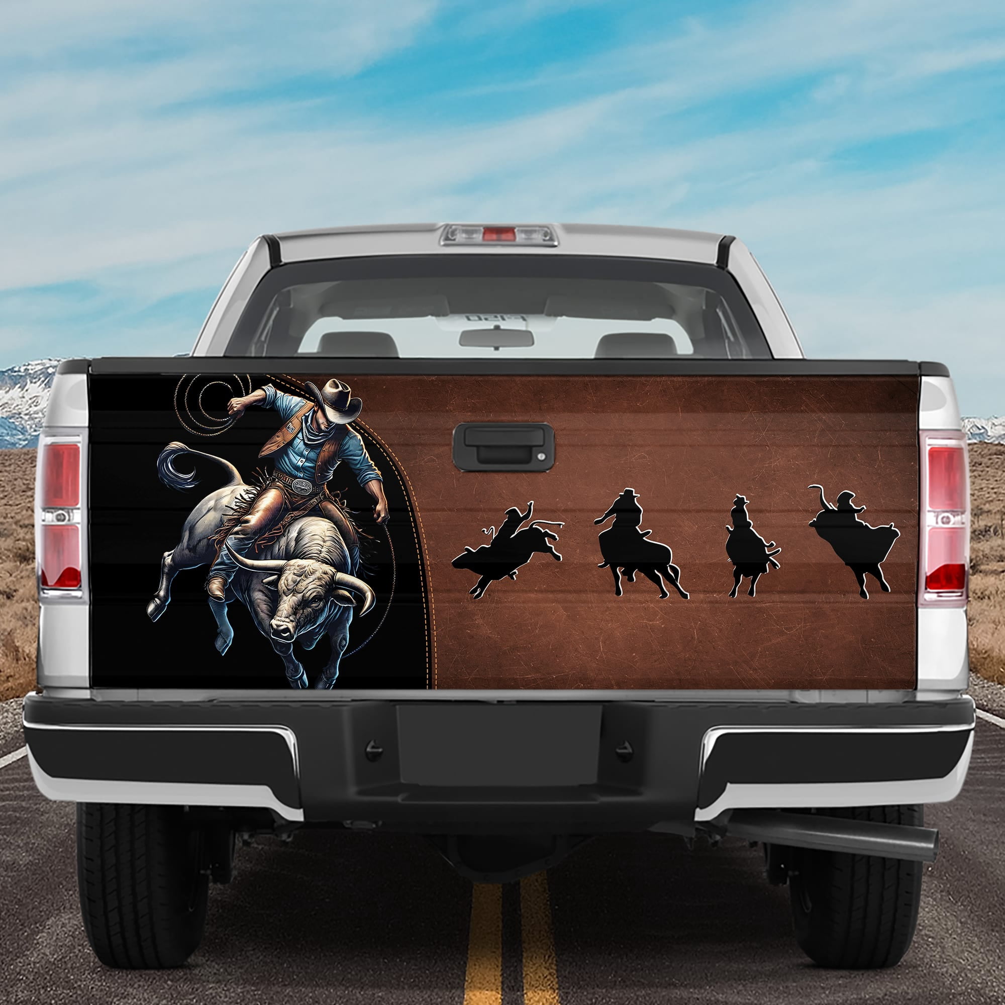 Lotusprinthandmade Bull Riding Graphic Tailgate Wrap 2 Sizes (26"x66 ...