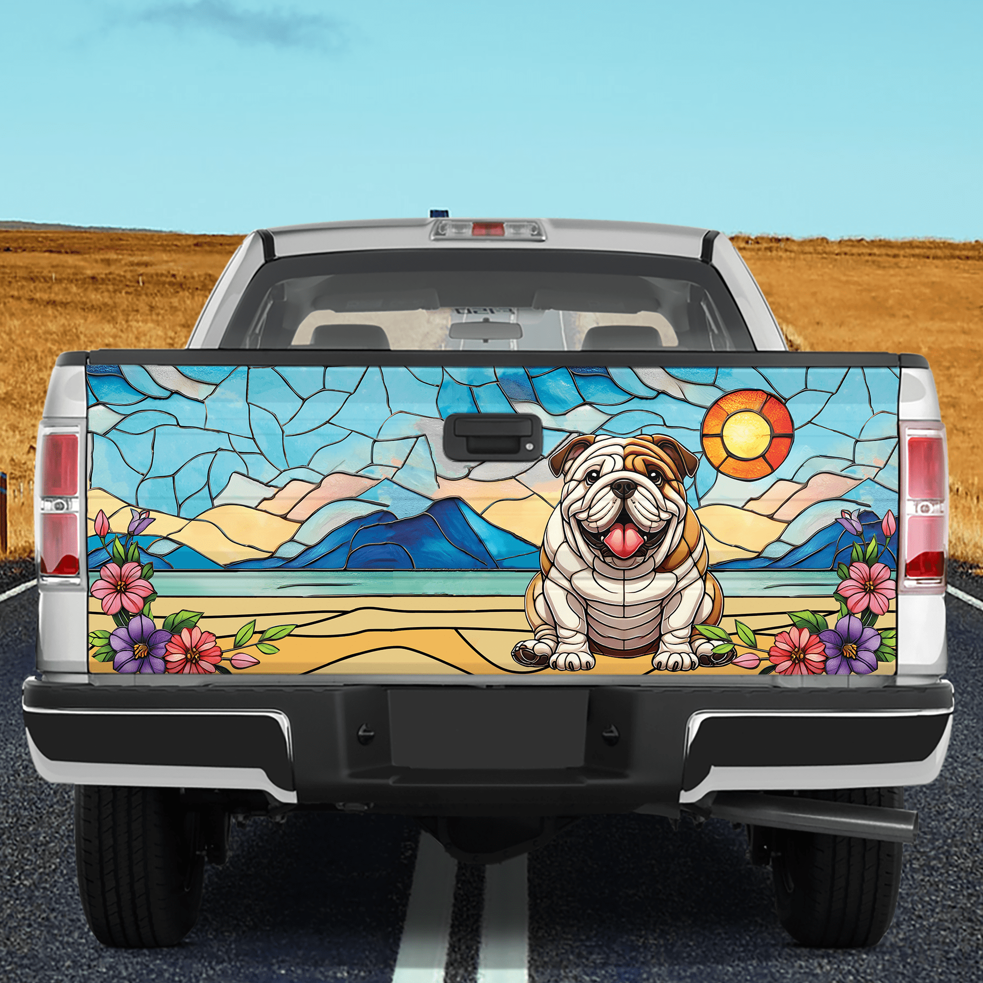 Lotusprinthandmade Bulldog Dog Pattern Tailgate Wrap 2 Sizes (24"x58 ...