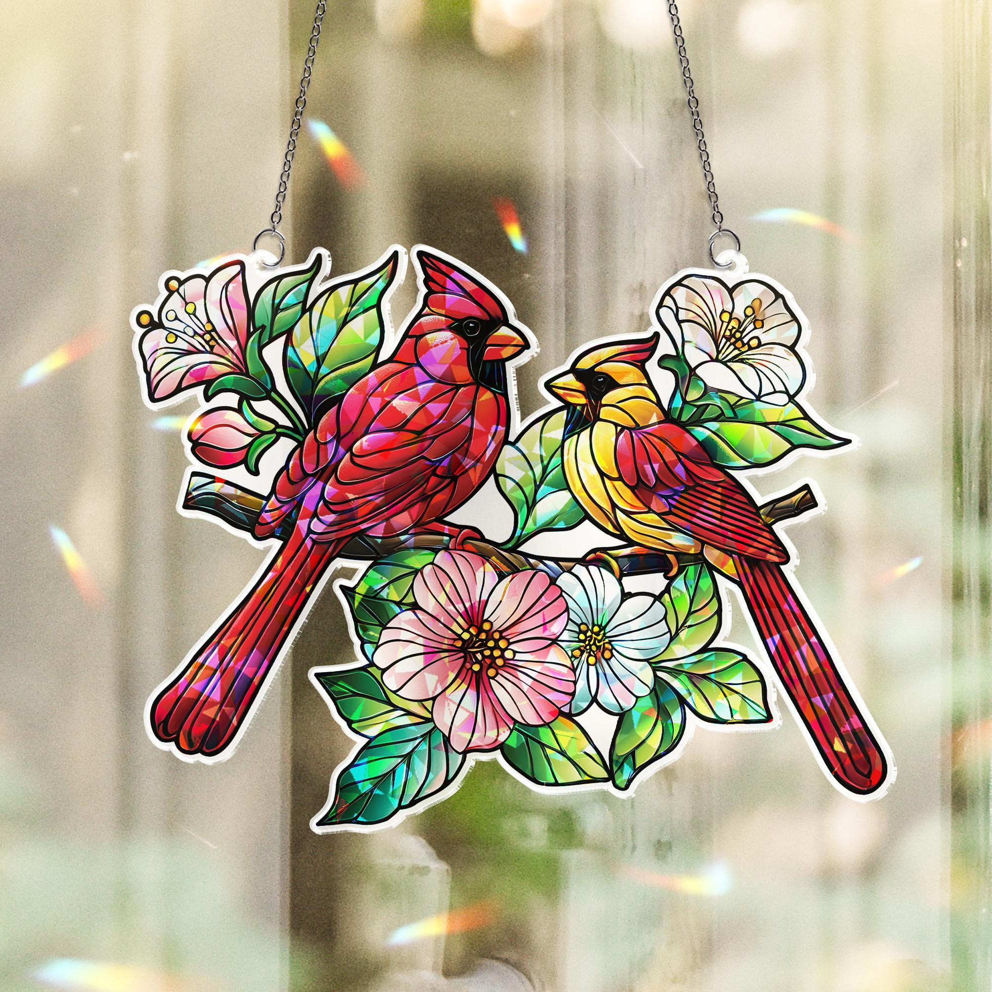 Lotusprinthandmade Cardinal Bird Custom Shape Broken Glass Hologram ...