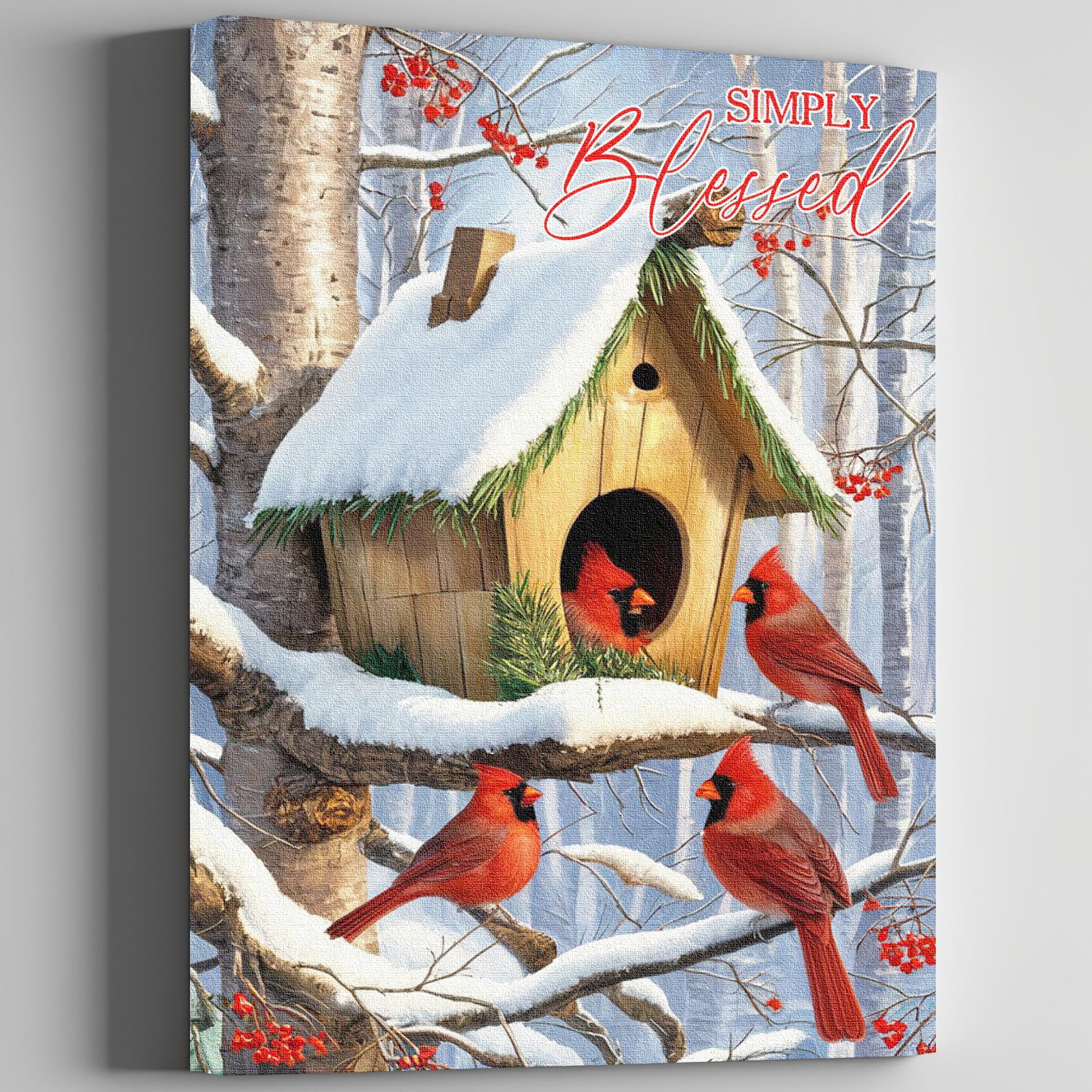 Lotusprinthandmade Cardinal in Winter Canvas 1.5in 12" x 8", Cardinal ...