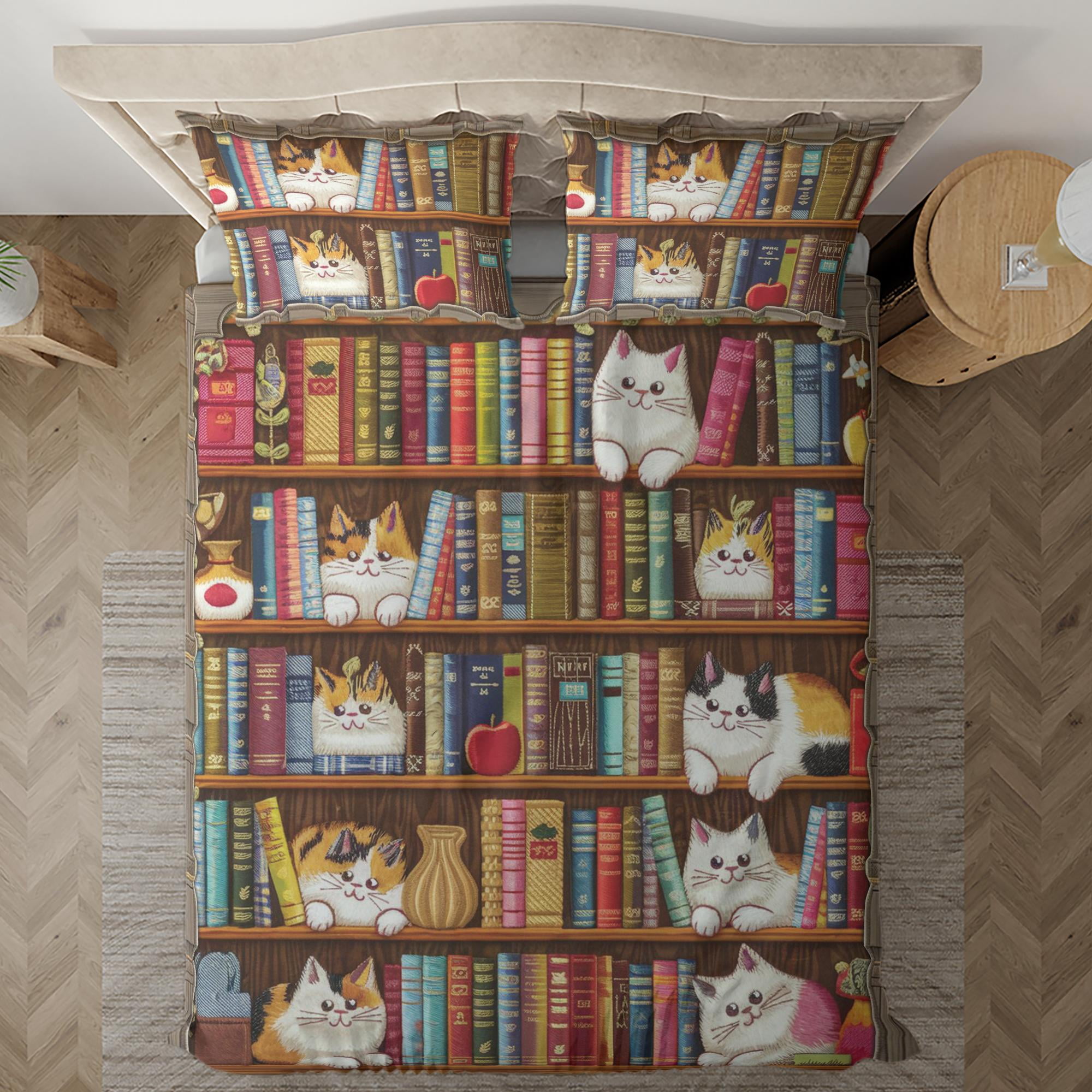 Lotusprinthandmade Cat And Book Bedding Set (Made in Vietnam) (88x88 ...