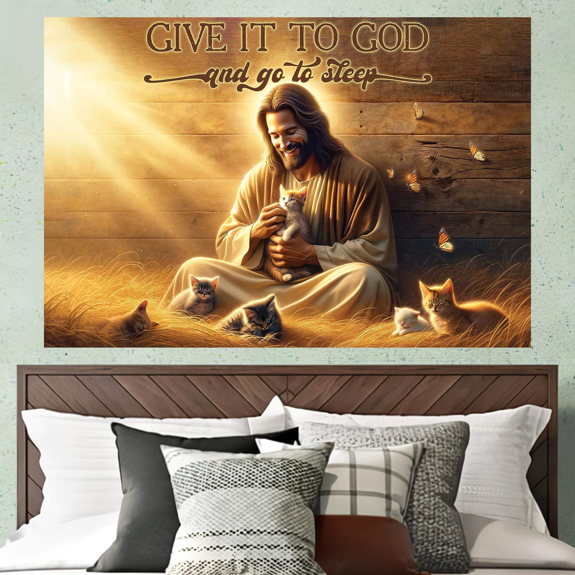 Lotusprinthandmade Cat Give It To God And Go To Sleep Poster 16" x 24 ...