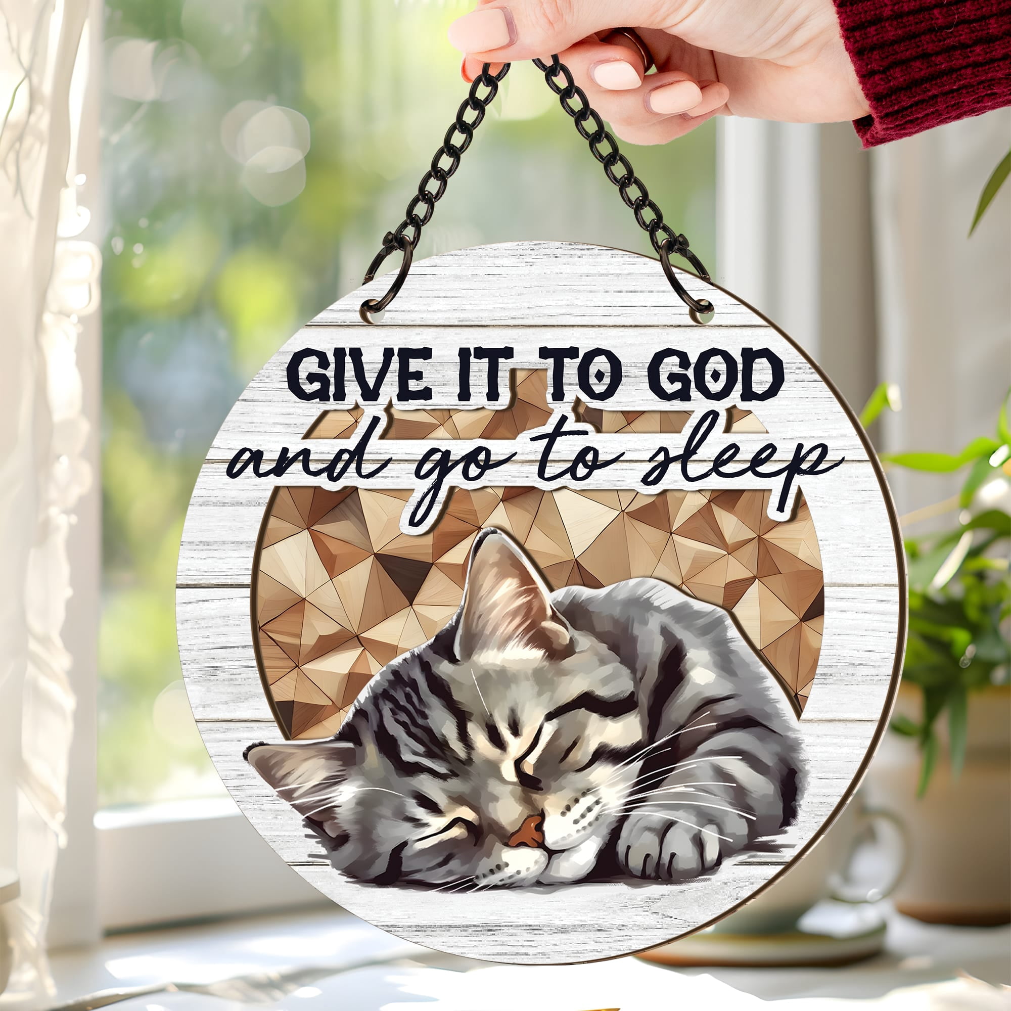 Lotusprinthandmade Cat Give It to God and Go to Sleep Custom Shape ...