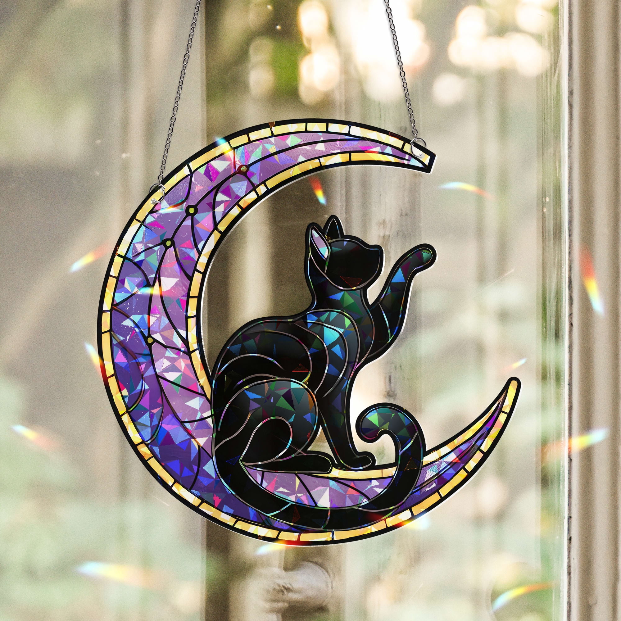 Lotusprinthandmade Cat Lovers Custom Shape Broken Glass Hologram ...