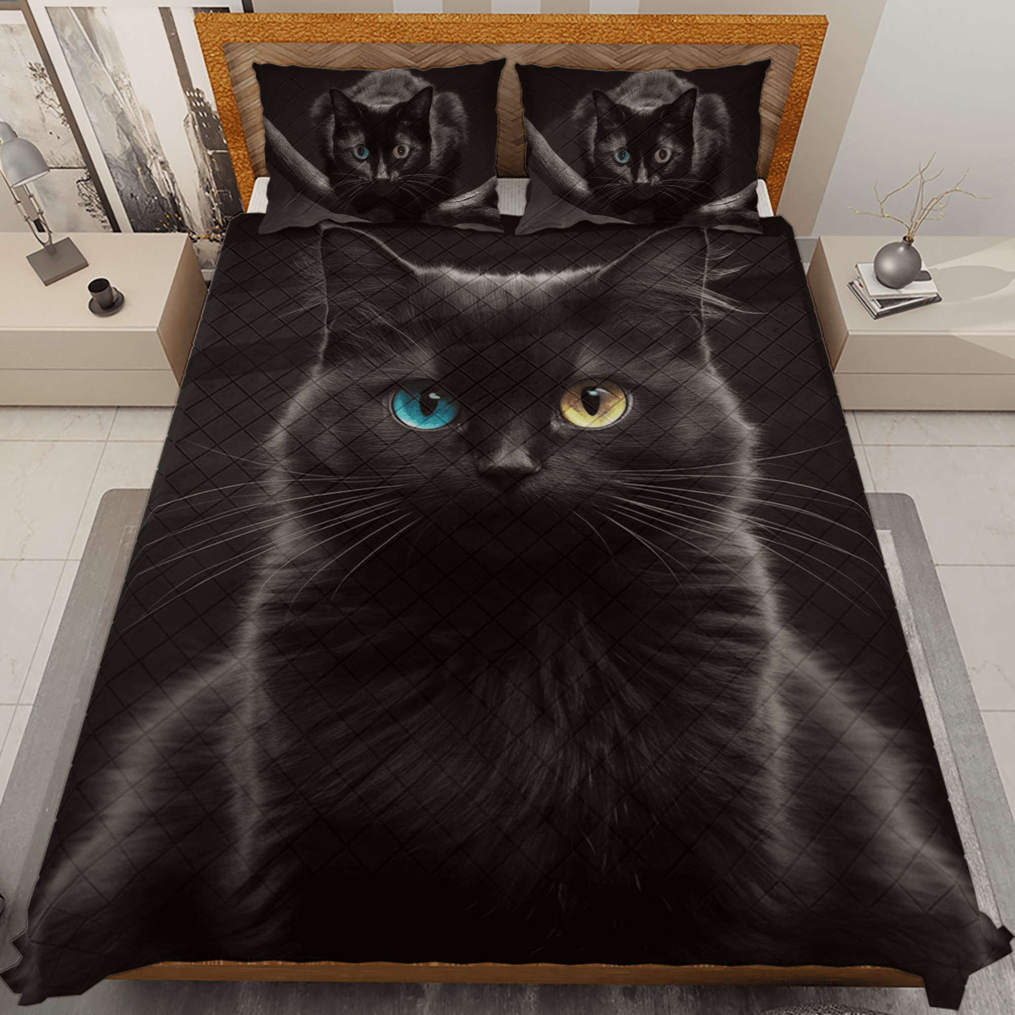 Lotusprinthandmade Cat Lovers Quilt Bedding Set (Fold Hem) 5 Sizes ...
