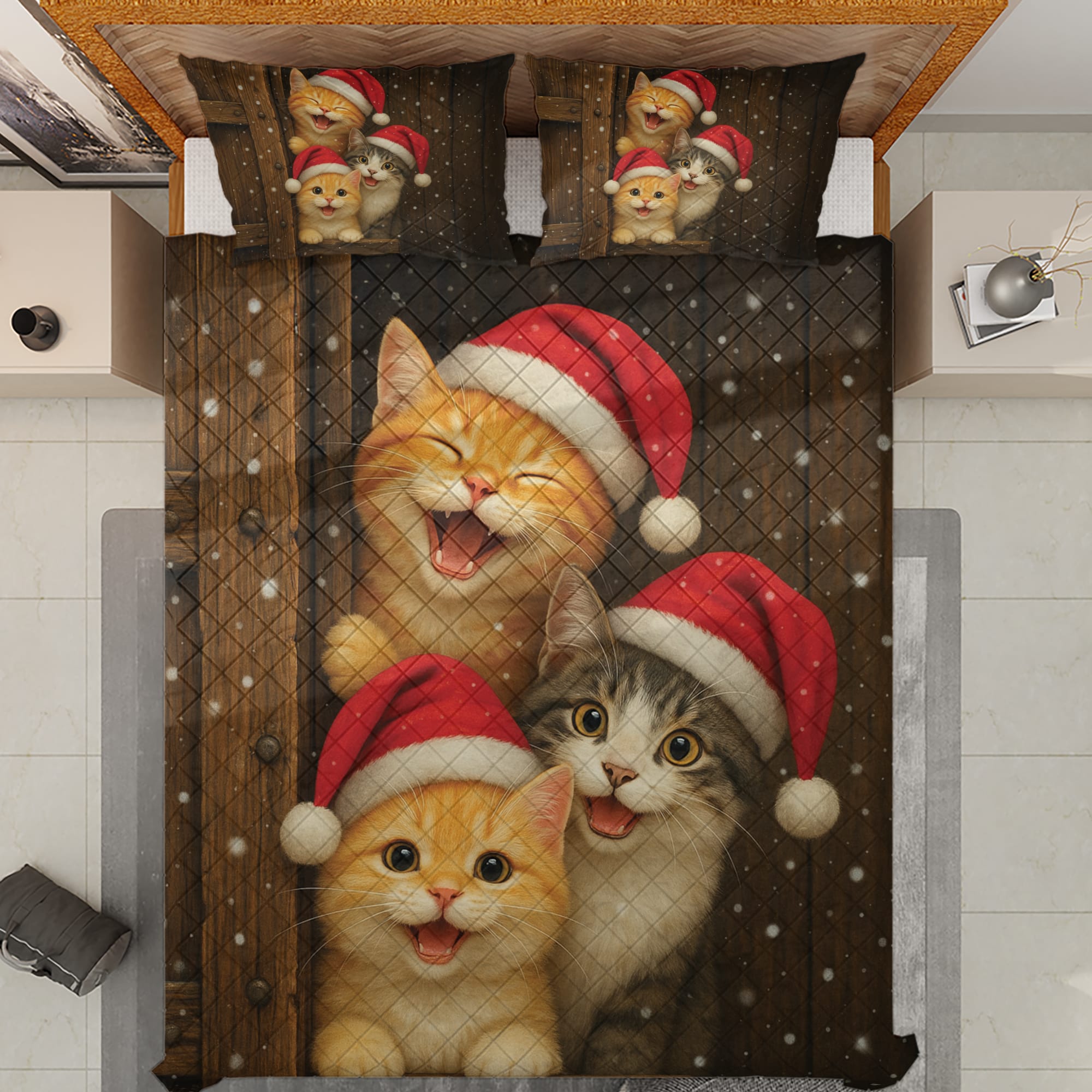 Lotusprinthandmade Cat Welcome Door Sock 3D Quilt Bedding Set (Fold Hem ...
