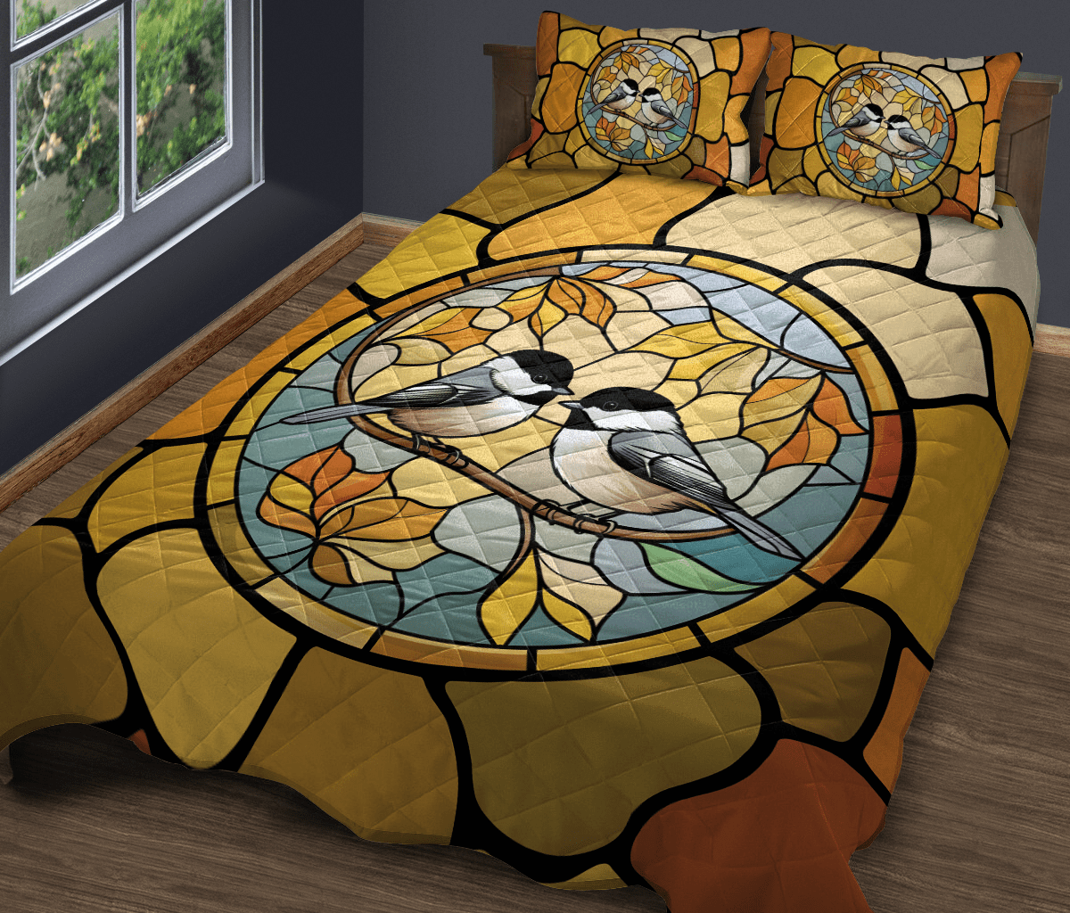 Lotusprinthandmade Chickadees Couple Quilt Bedding Set (Fold Hem) 5 ...