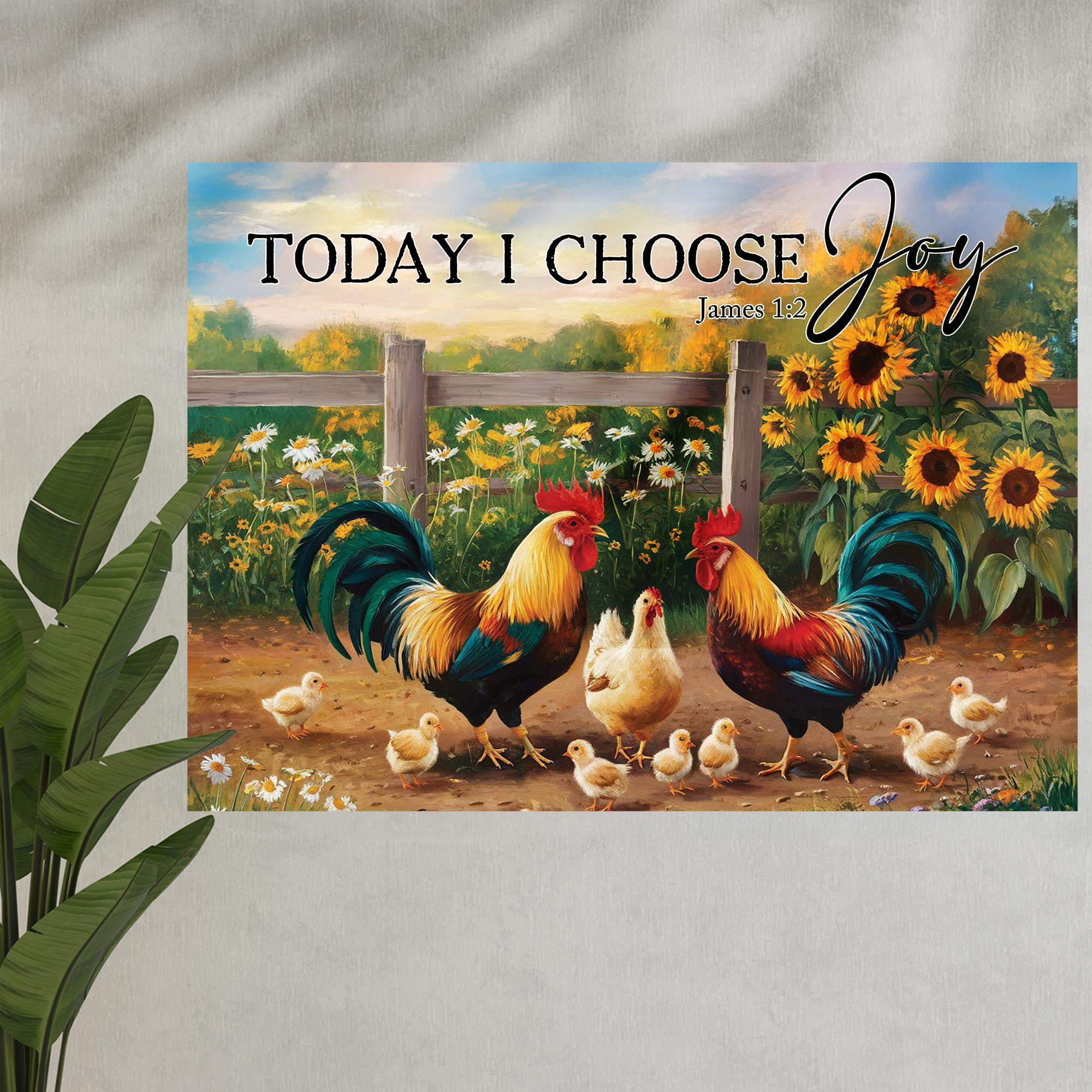 Lotusprinthandmade Chicken Farmhouse Today I Choose Joy Poster 12" x 18 ...