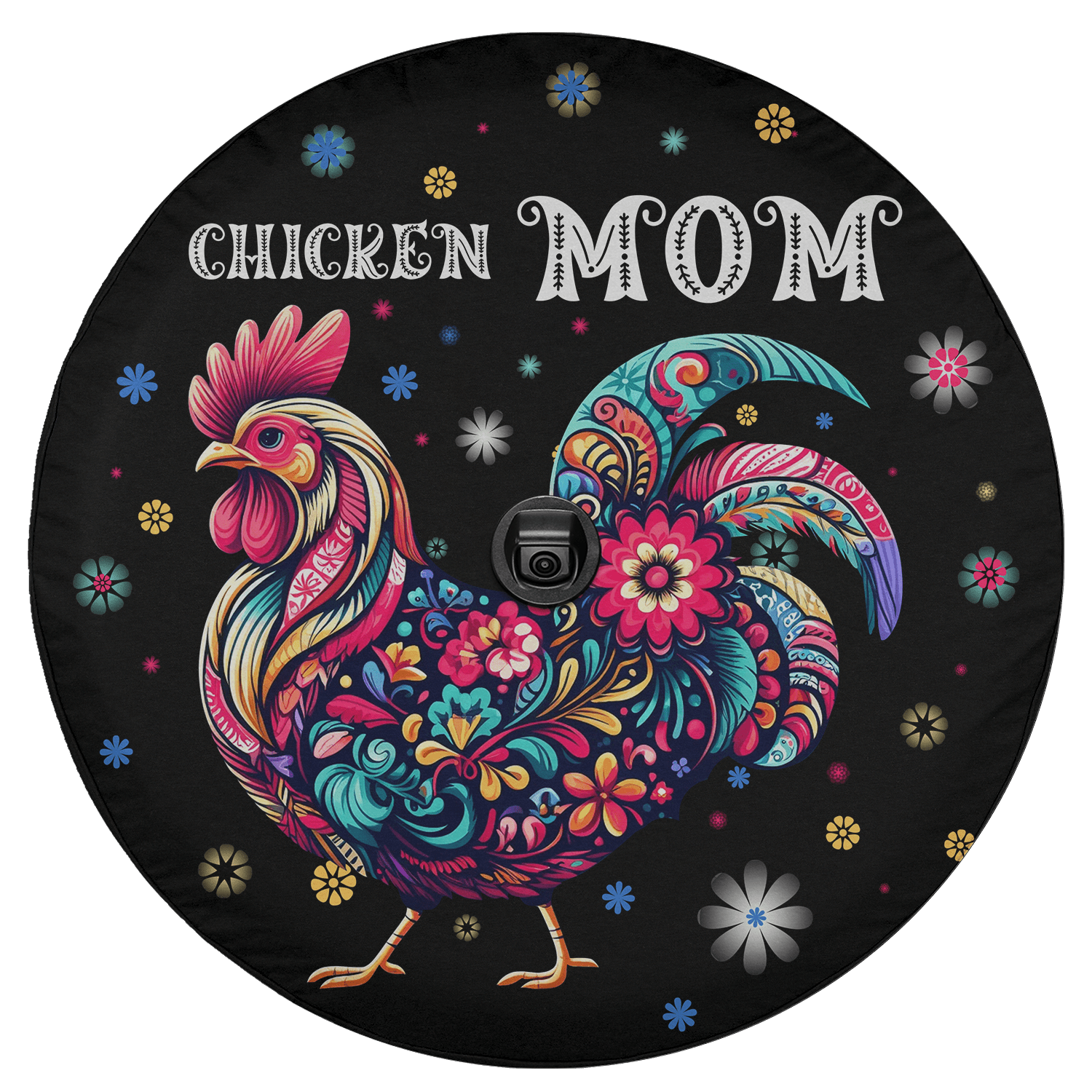 Lotusprinthandmade Chicken Mom Spare Tire Cover With Backup Camera Hole ...