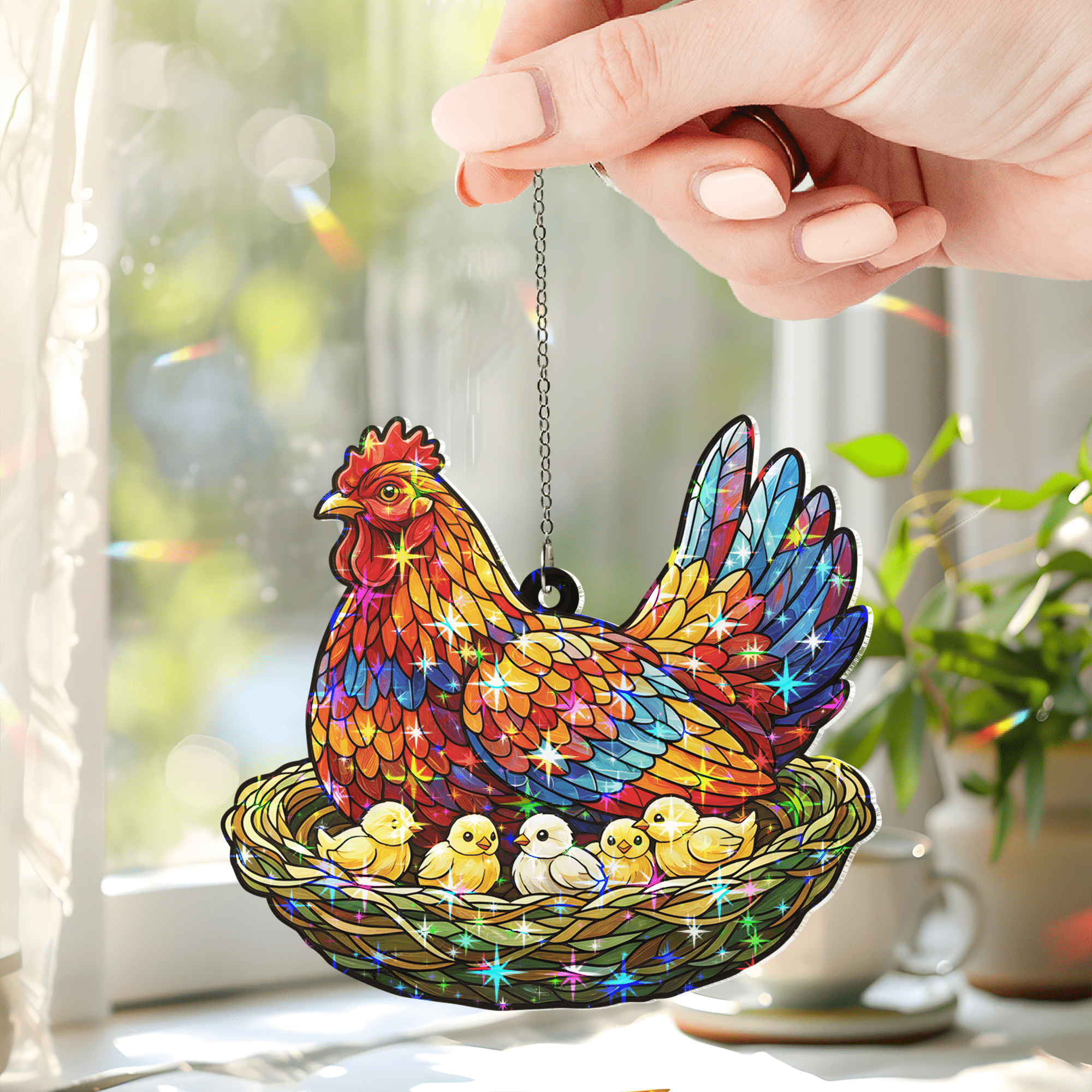 Lotusprinthandmade Chicks and Hen Custom Shape Star Hologram Ornament ...