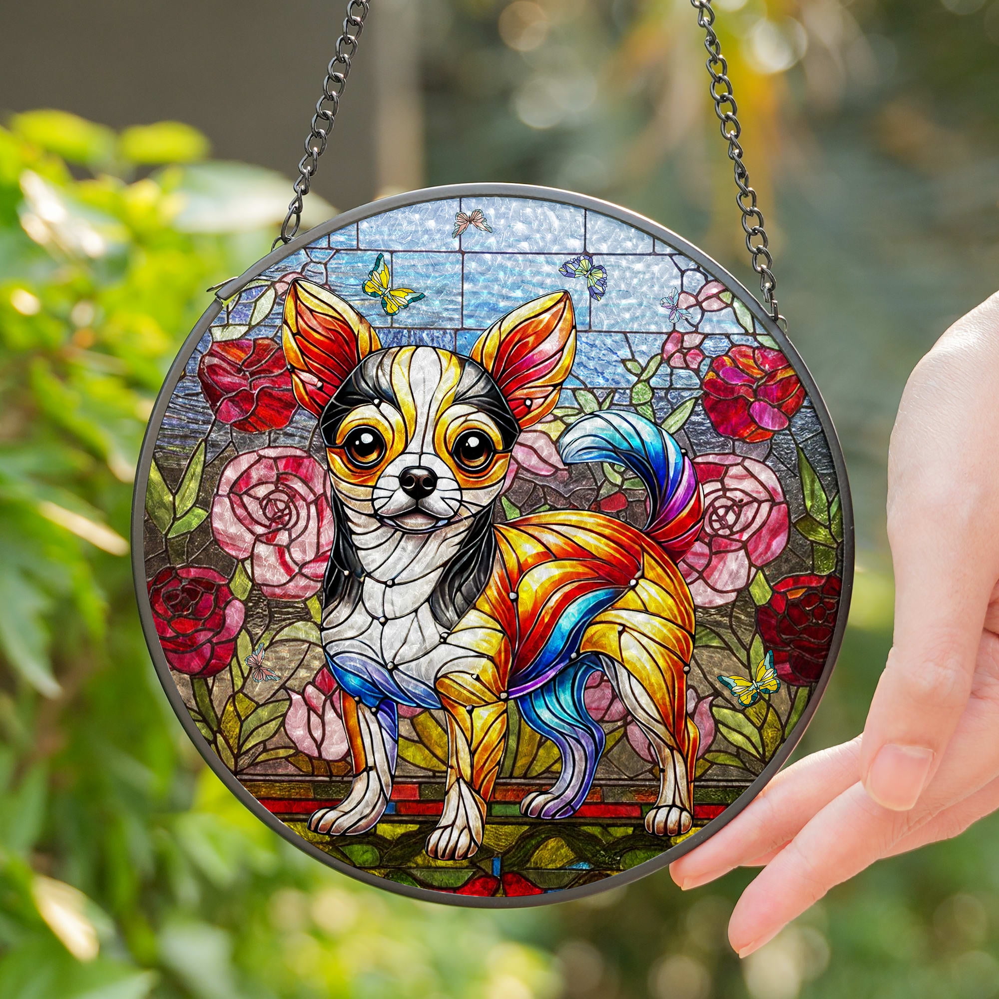 Lotusprinthandmade Chihuahua Dog Stained Glass Suncatcher for Window ...