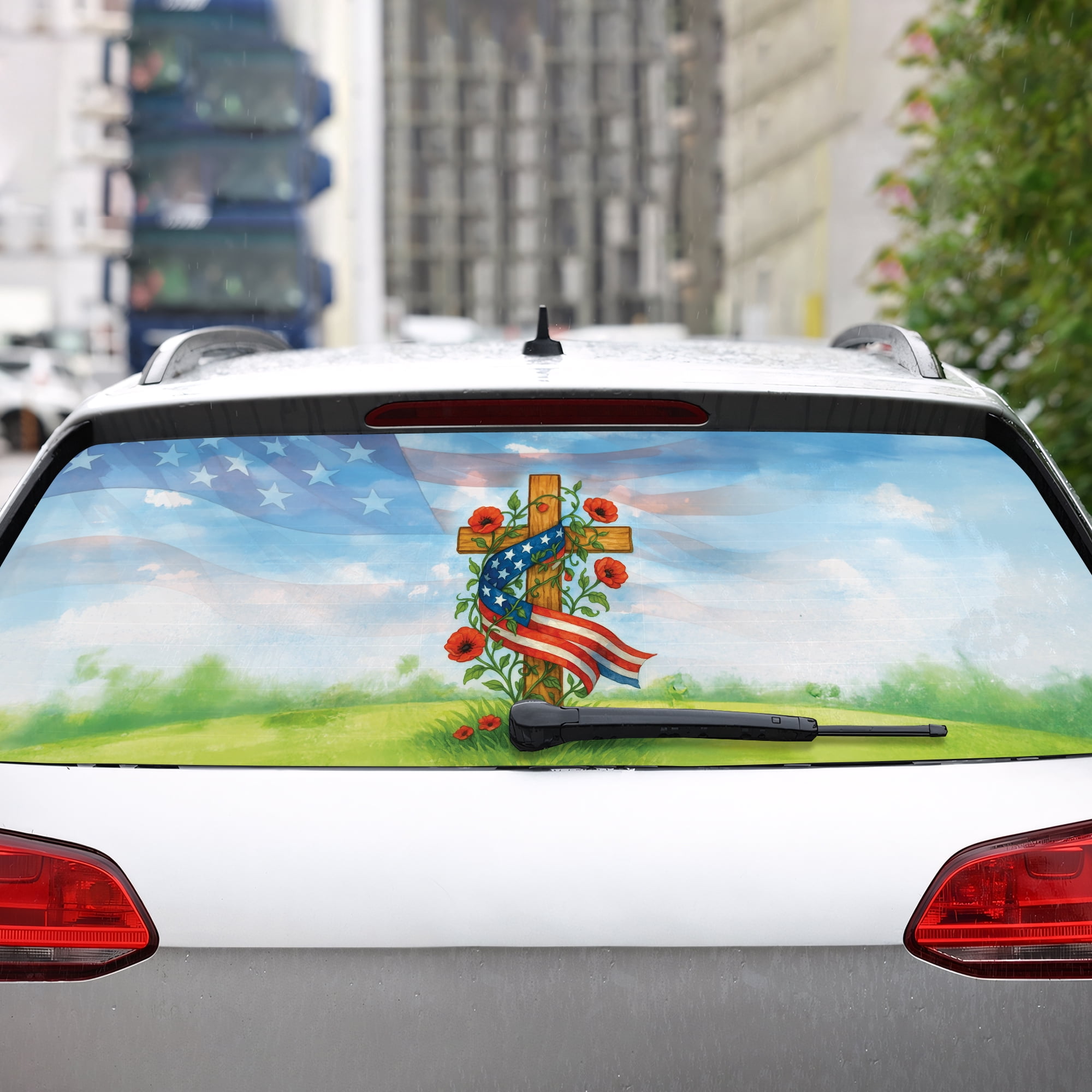 Lotusprinthandmade Christian America Floral Rear Window Car Decal 3 ...