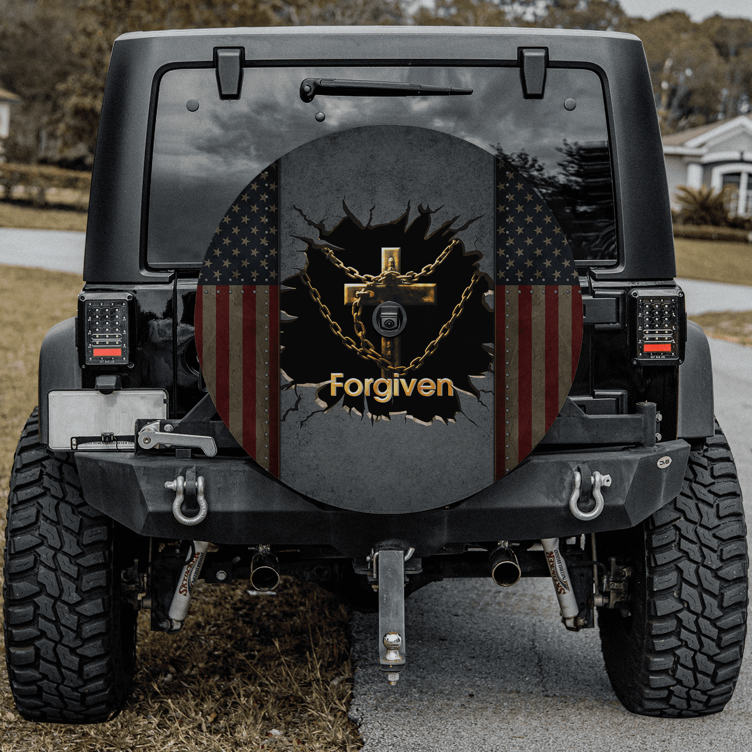 Lotusprinthandmade Christian Jesus Cross Forgiven America Spare Tire ...