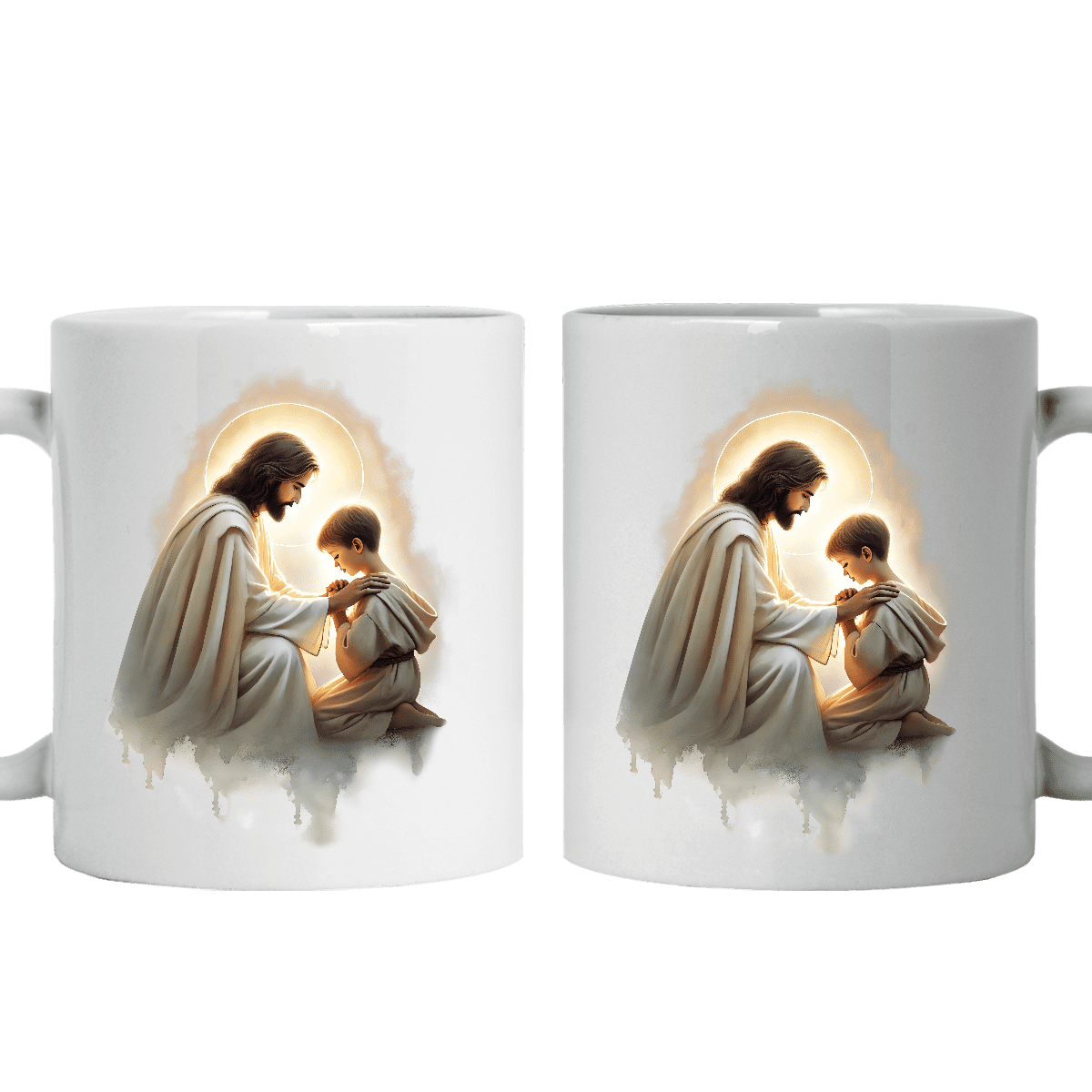 Lotusprinthandmade Christian Jesus Praying With Boy White Ceramic Mug ...