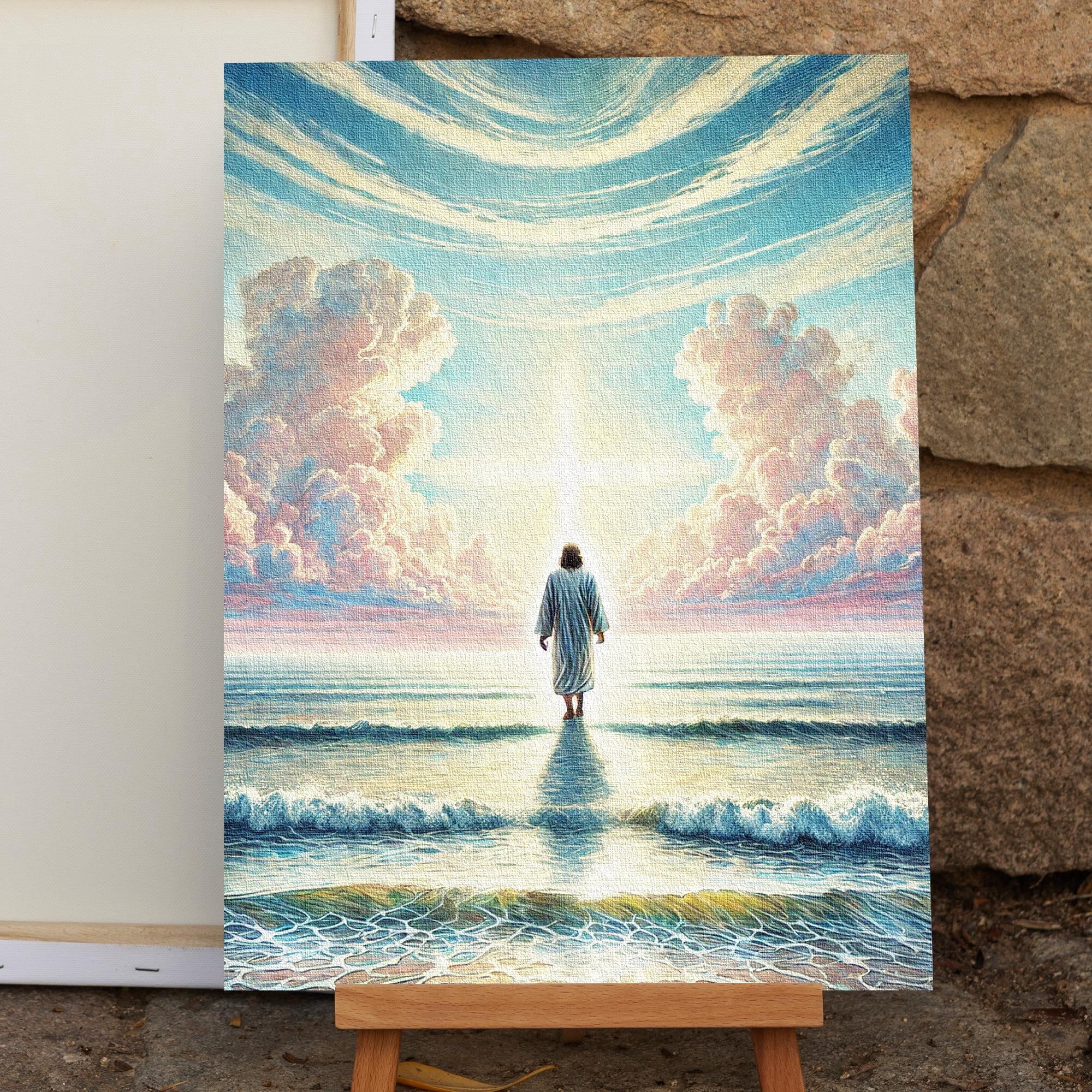 Lotusprinthandmade Christian Jesus Walking on Water Canvas 1.5in 24" x ...