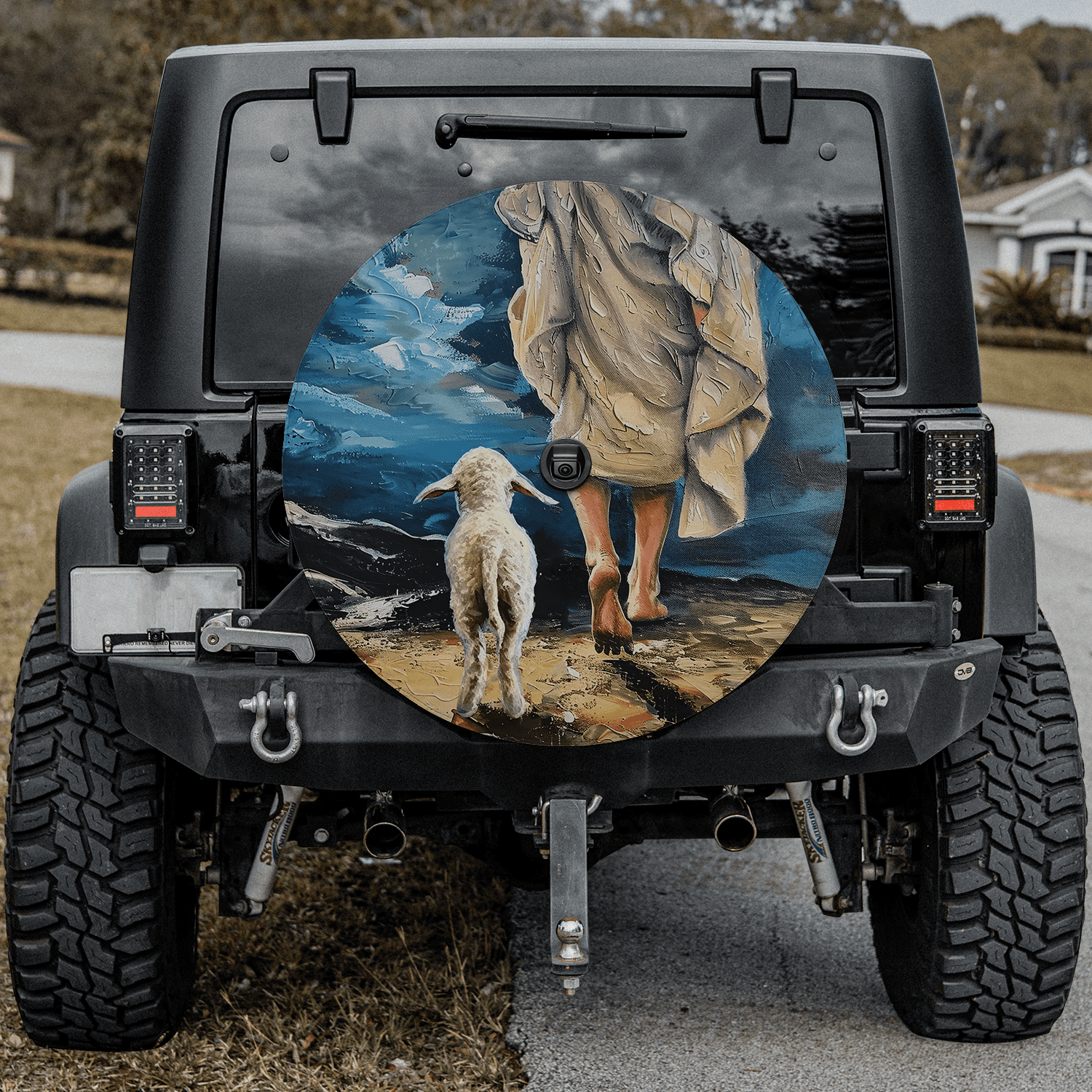 Lotusprinthandmade Christian Jesus and Lamb Animal Spare Tire Cover ...