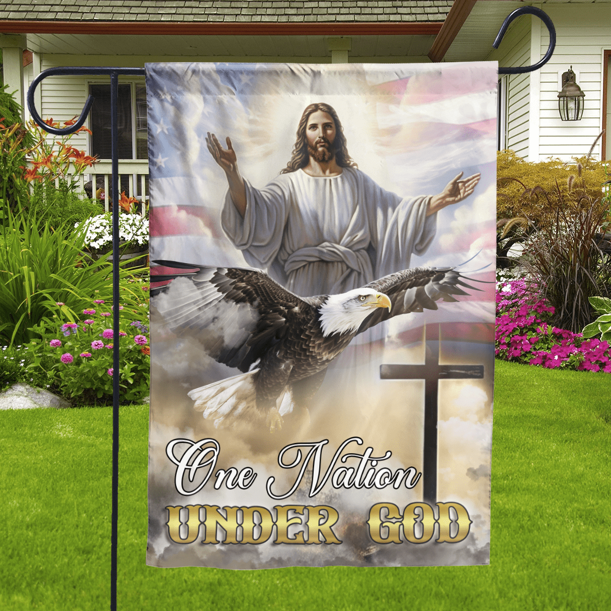 Lotusprinthandmade Christian Patriotic God Cross Eagle America 100% ...