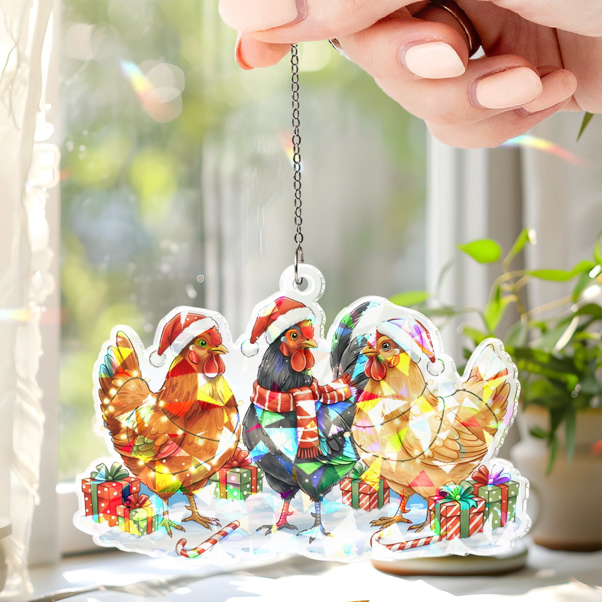 Lotusprinthandmade Christmas Chicken Custom Shape Broken Glass Hologram ...