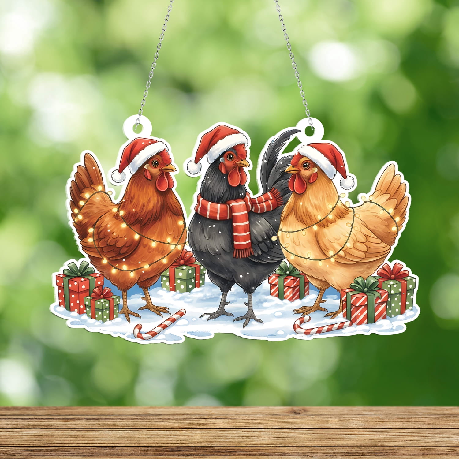 Lotusprinthandmade Christmas Chicken Custom Shape Window Hanging ...