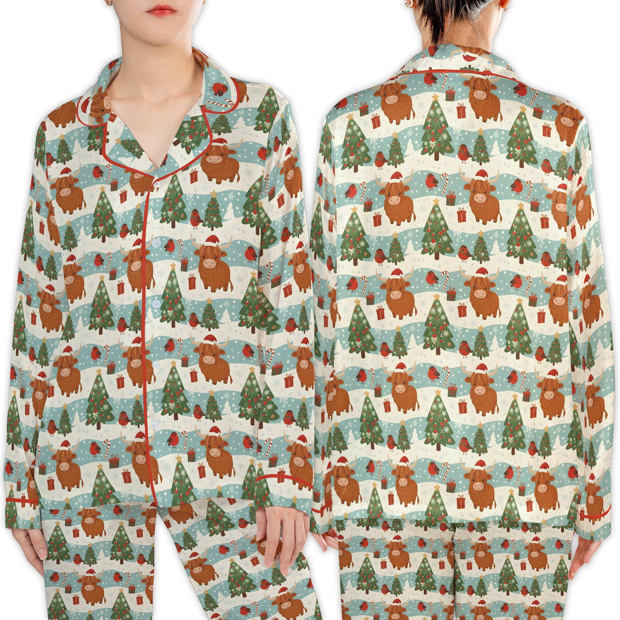 Lotusprinthandmade Christmas Cute Highland Cow All-over Print Satin ...