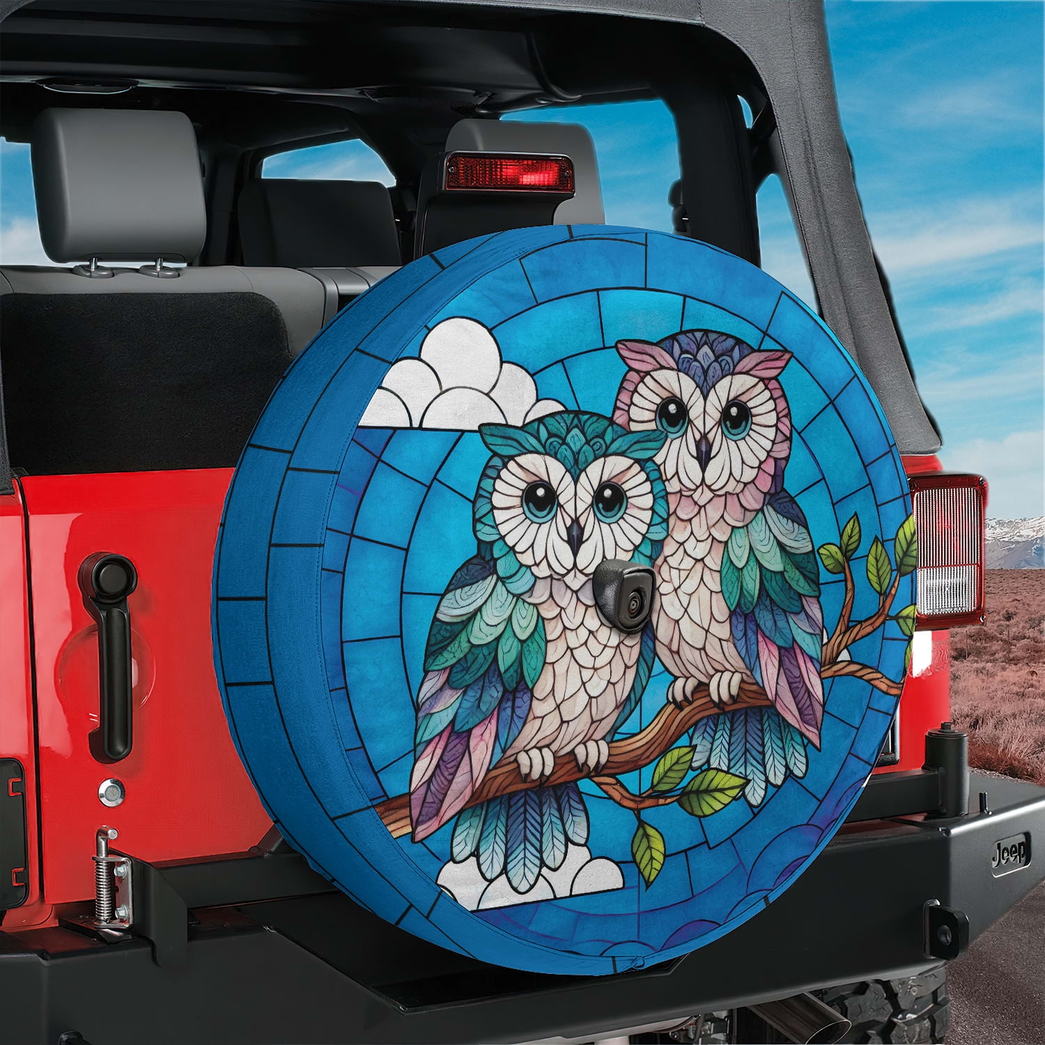 Lotusprinthandmade Colorful Bird Owl Spare Tire Cover With Backup ...