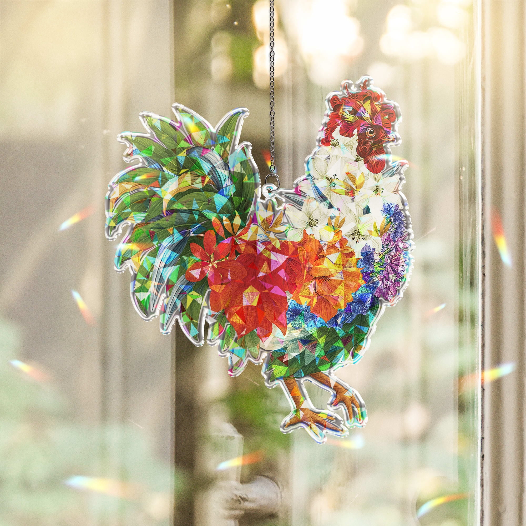 Lotusprinthandmade Colorful Chicken Lovers Custom Shape Broken Glass ...