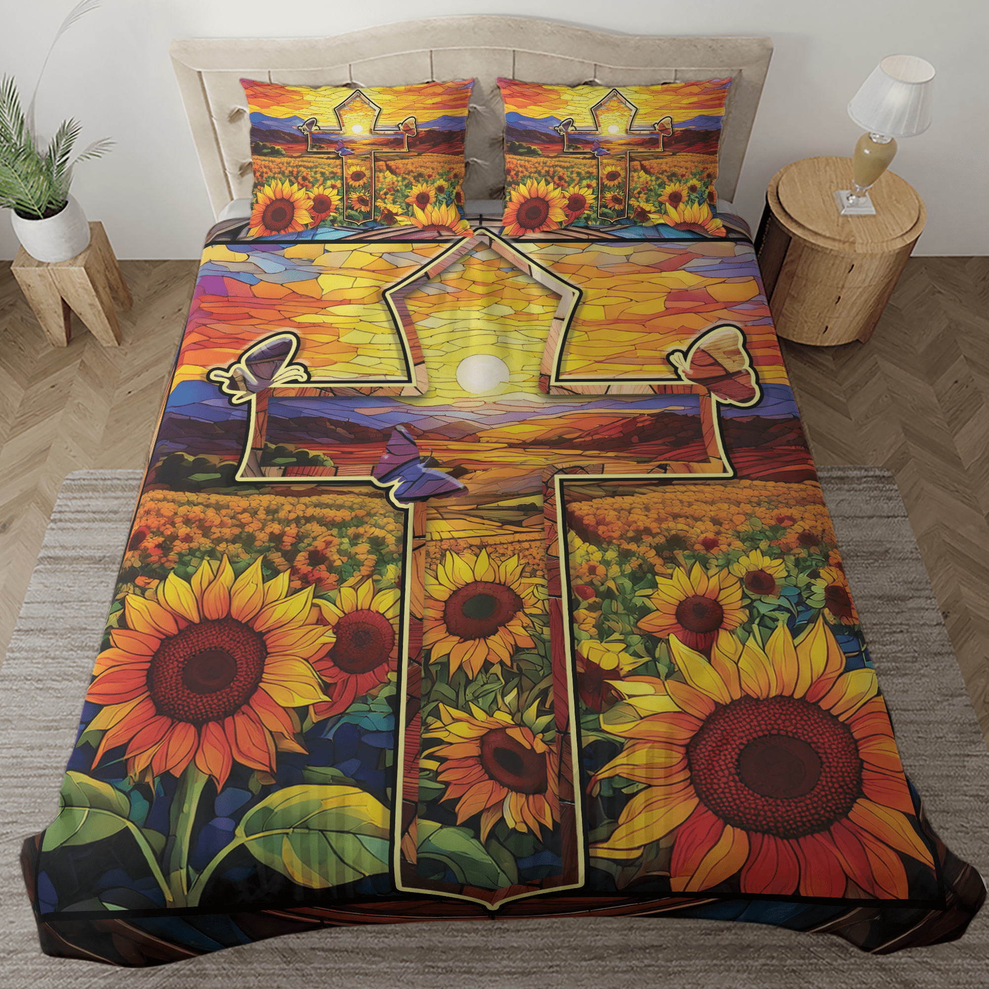 Lotusprinthandmade Colorful Floral Christian Jesus Bedding Set (Made in ...