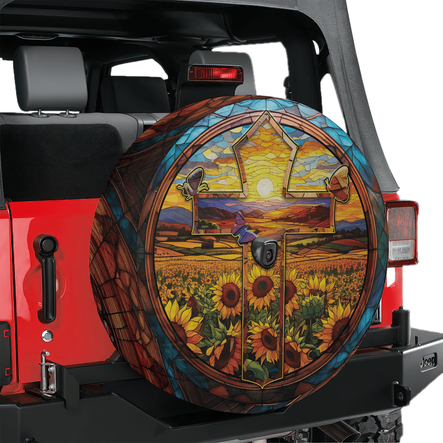 Lotusprinthandmade Colorful Floral Christian Jesus Spare Tire Cover ...