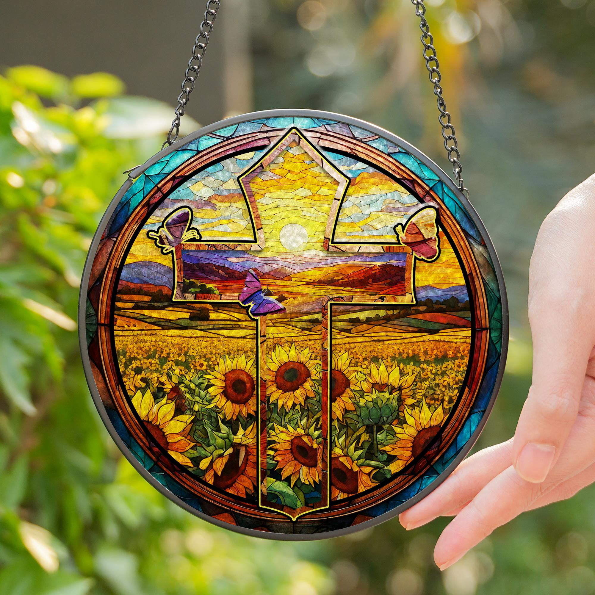 Lotusprinthandmade Colorful Floral Christian Jesus Stained Glass ...