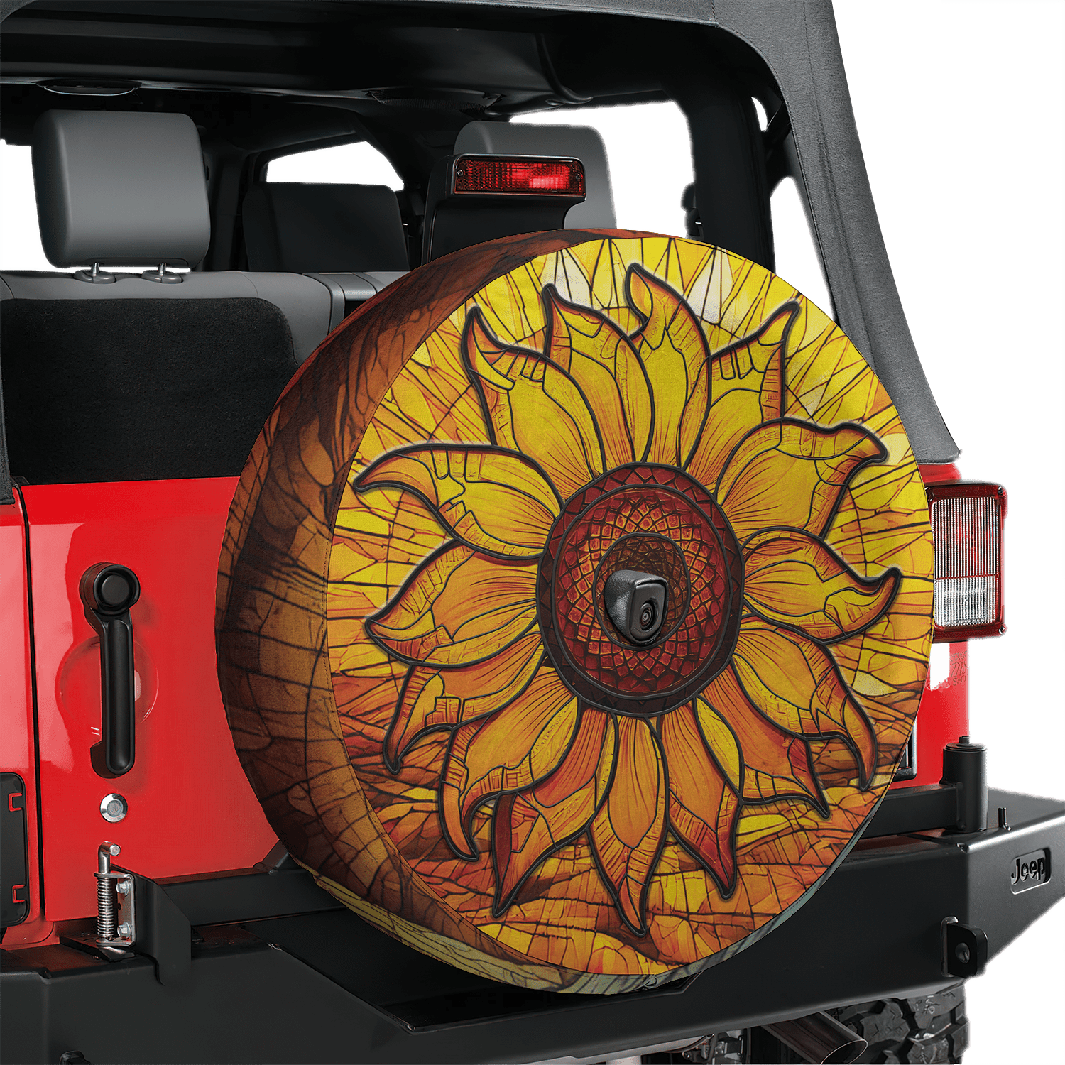Lotusprinthandmade Colorful Floral Spare Tire Cover With Backup Camera ...