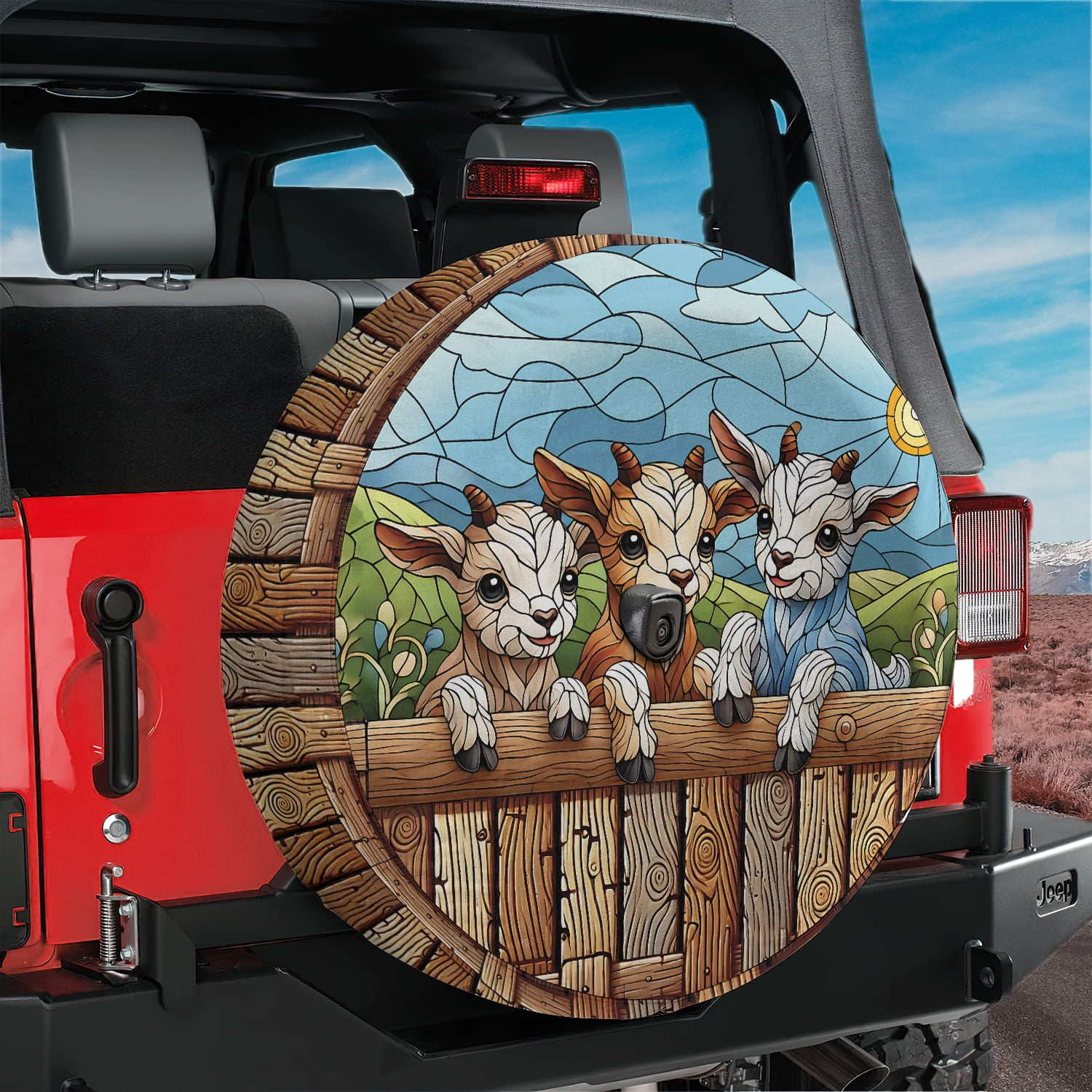 Lotusprinthandmade Colorful Goats Cute Animal Spare Tire Cover With ...