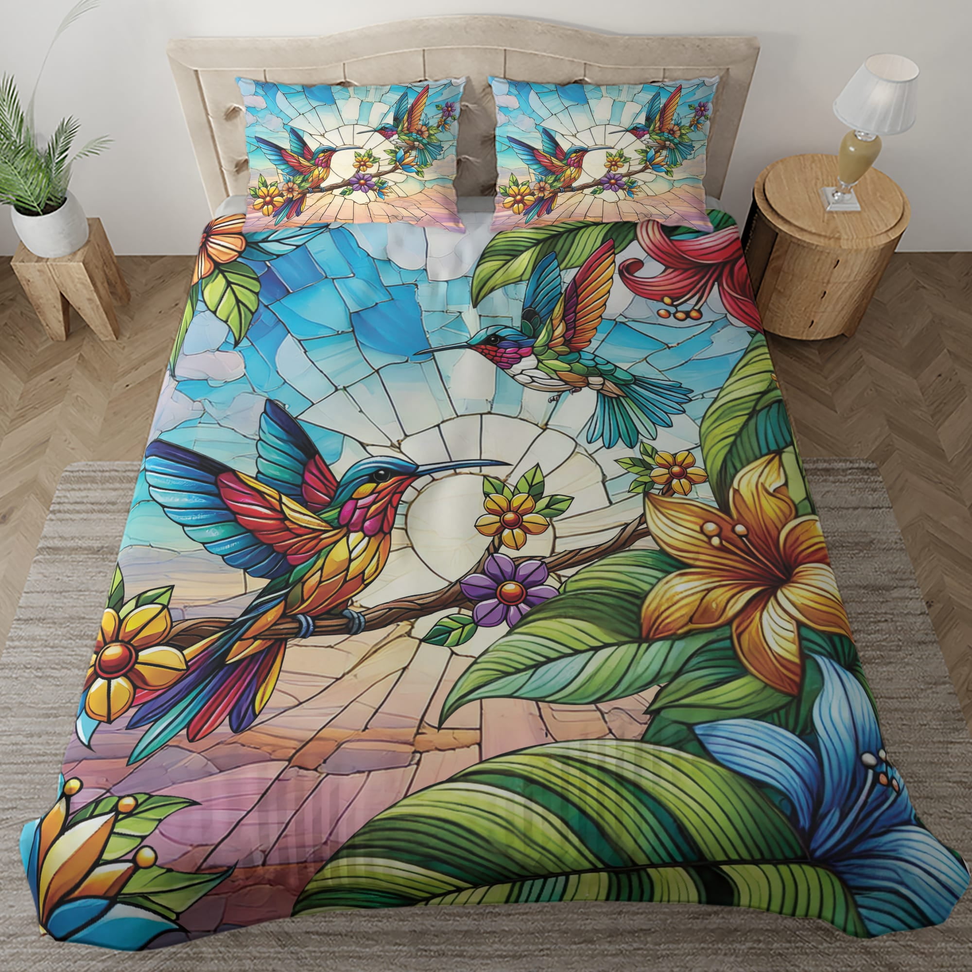 Lotusprinthandmade Colorful Hummingbird Couple Bedding Set (Made in ...