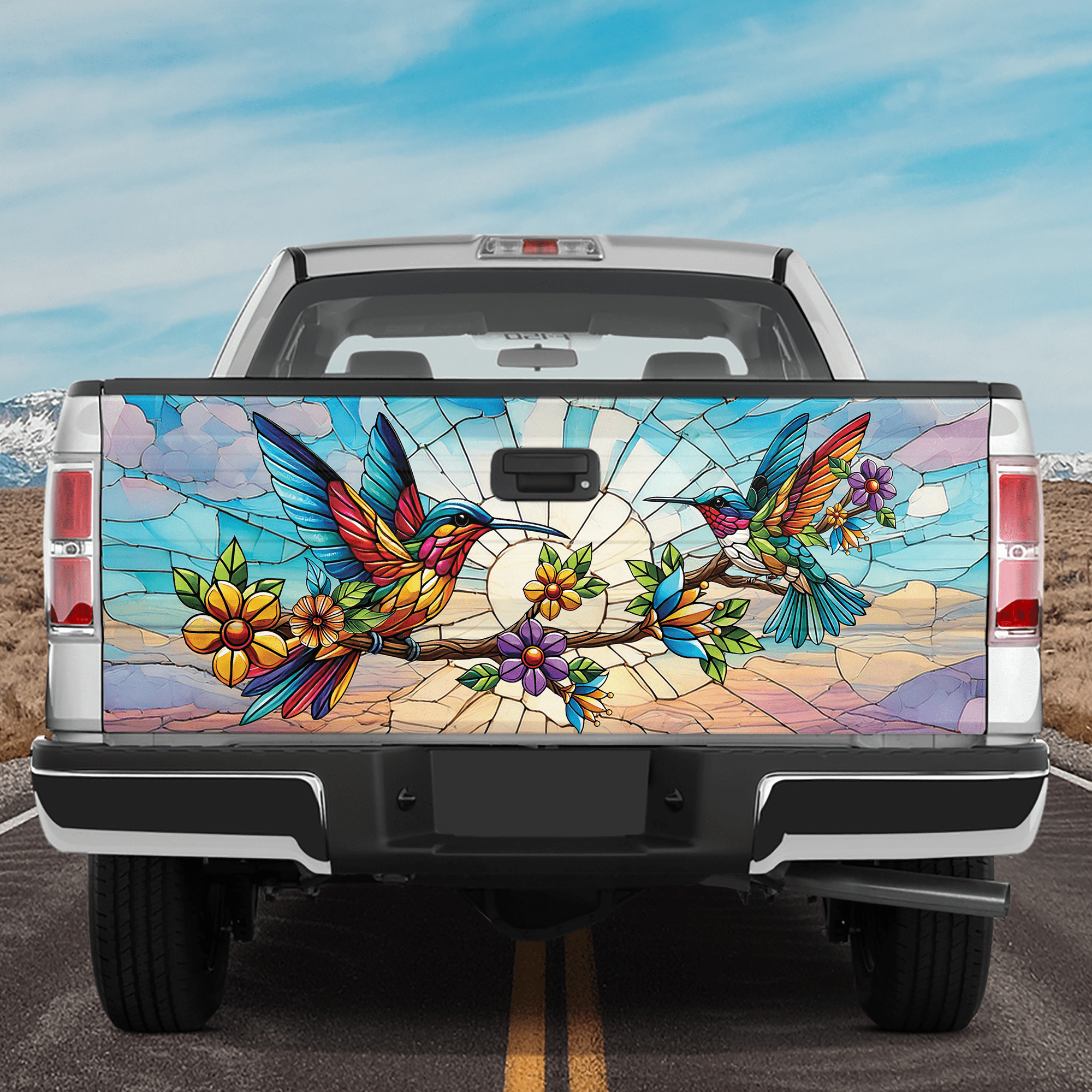 Lotusprinthandmade Colorful Hummingbird Couple Tailgate Wrap 2 Sizes ...