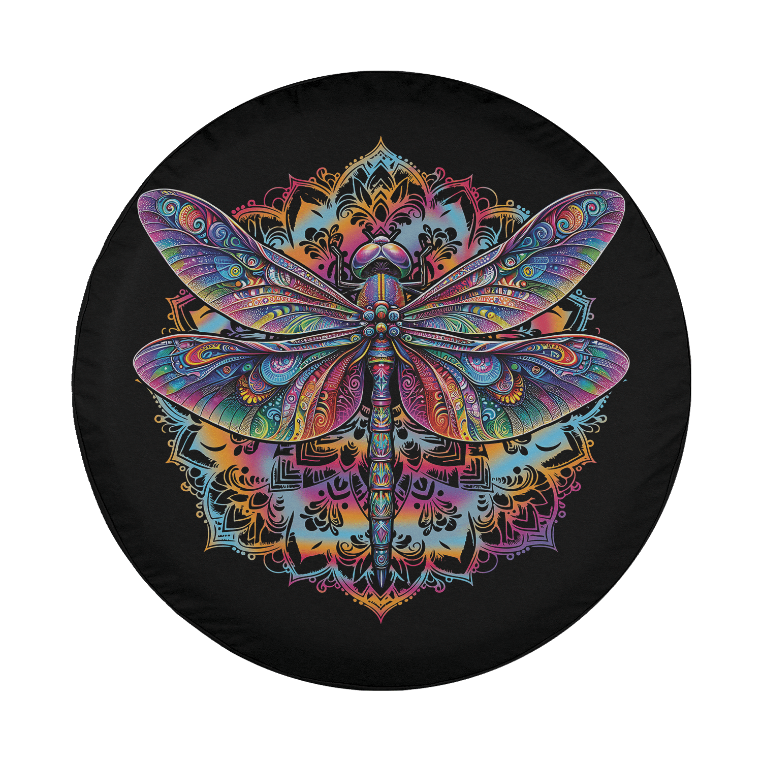 Lotusprinthandmade Colorful Psychedelic Dragonfly Spare Tire Cover ...