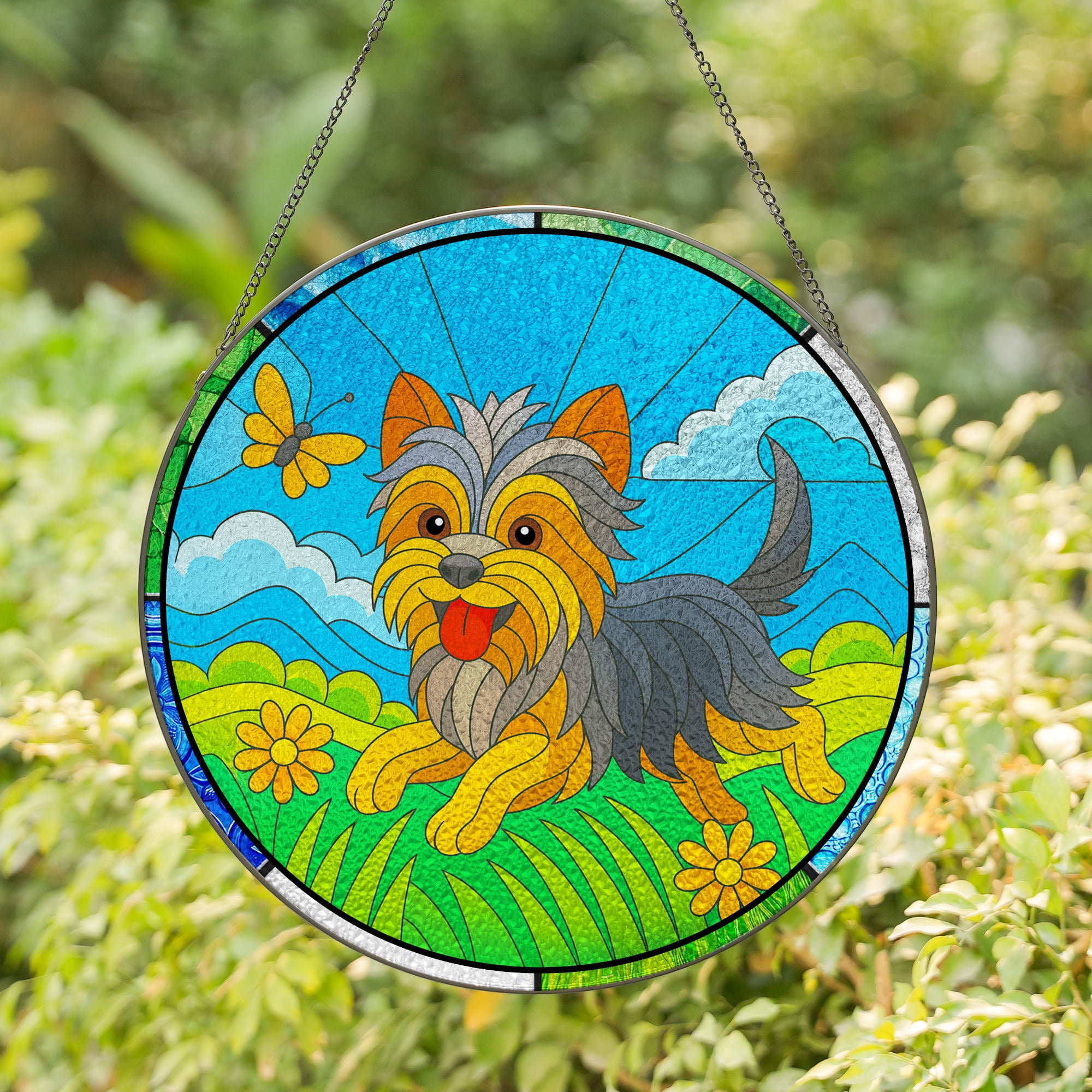 Lotusprinthandmade Colorful Yorkshire Terrier Lovers Stained Glass ...