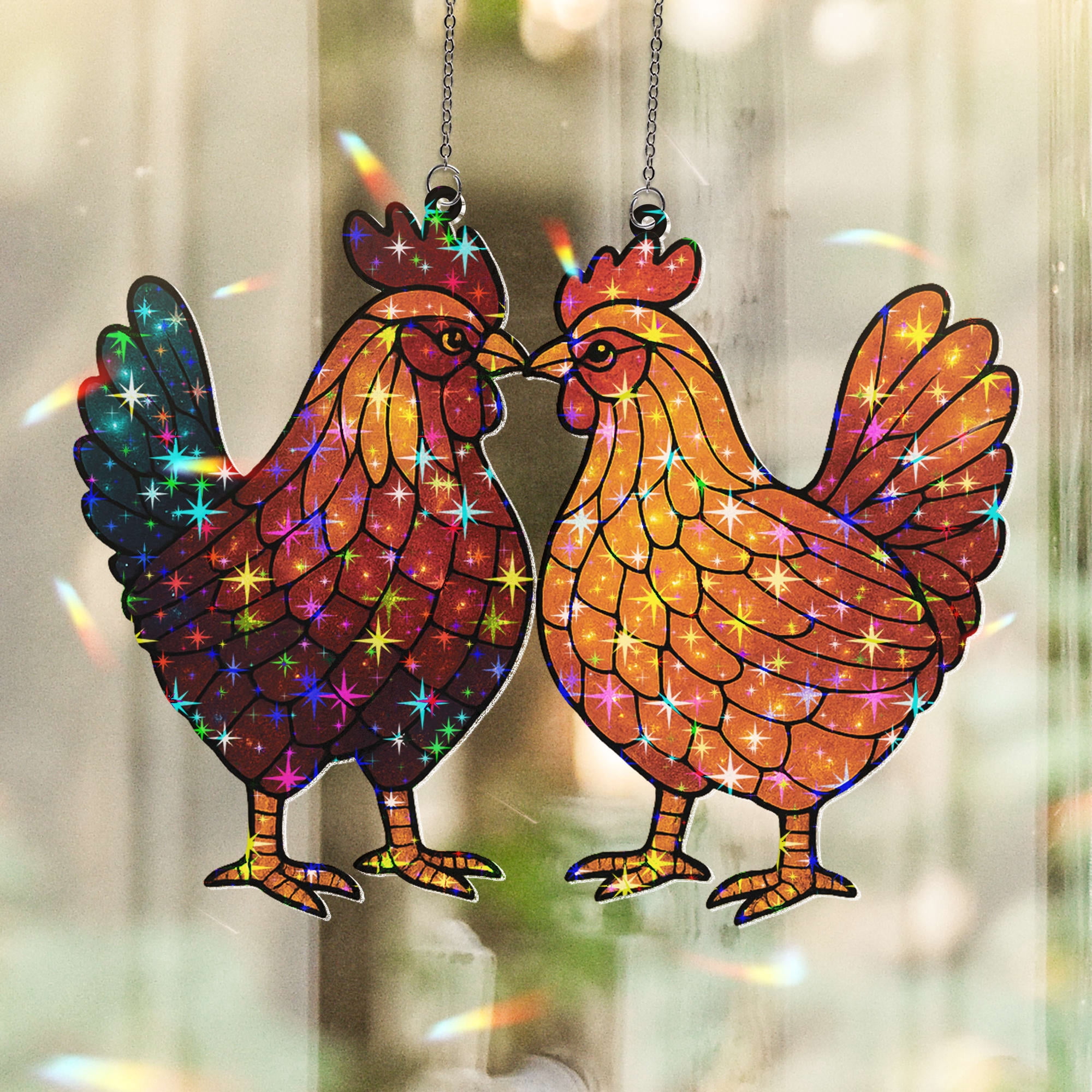 Lotusprinthandmade Couple Chicken Custom Shape Star Hologram Ornament ...