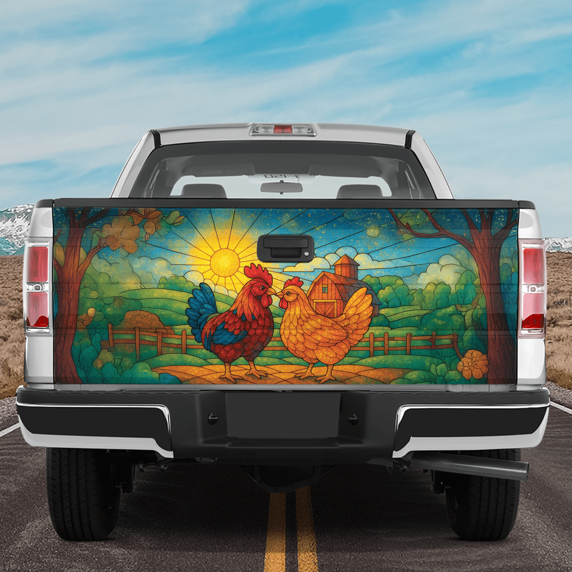 Lotusprinthandmade Couple Chicken Tailgate Wrap 2 Sizes (26"x66"), cute ...