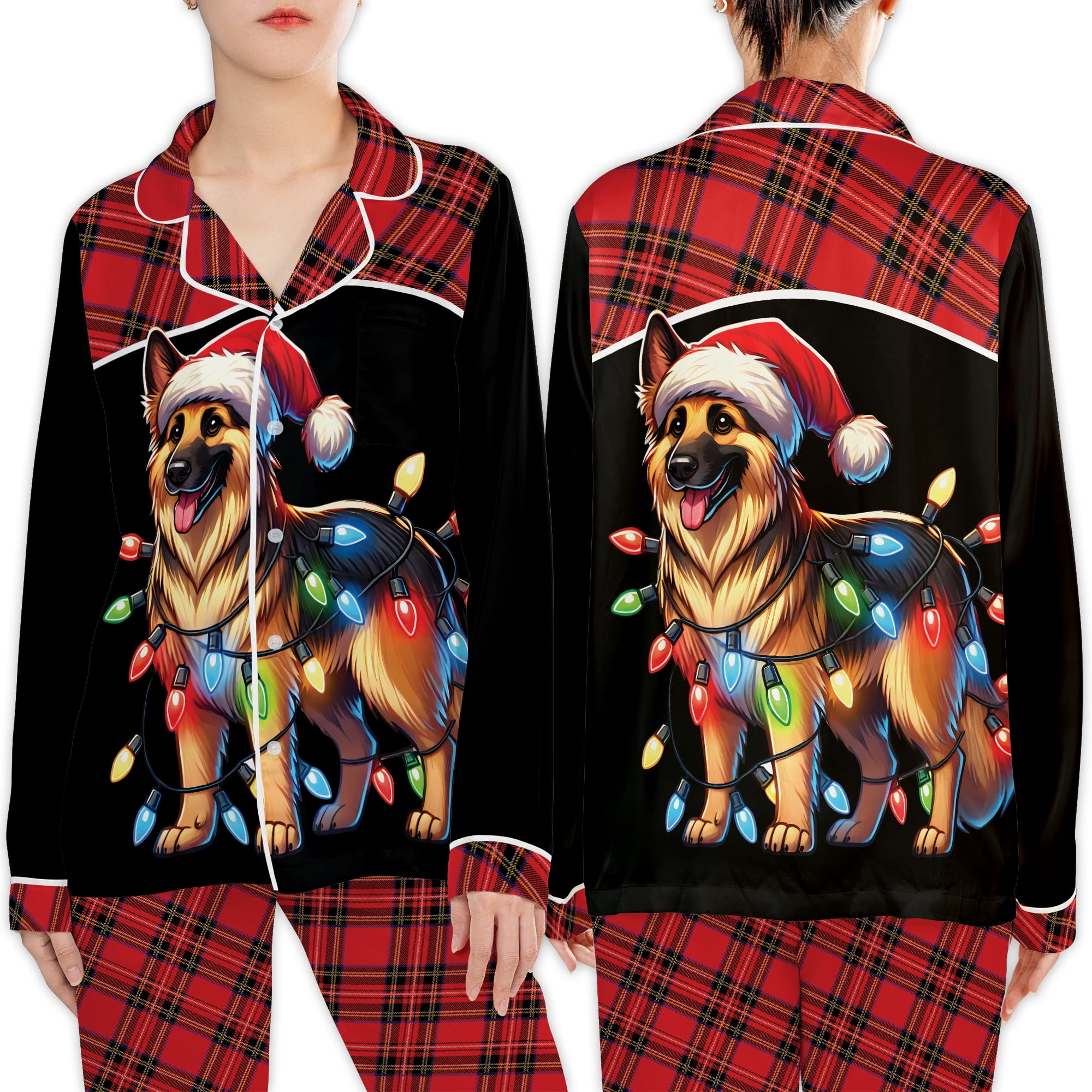 Lotusprinthandmade Cozy German Shepherd Dog Christmas Lights Graphic ...
