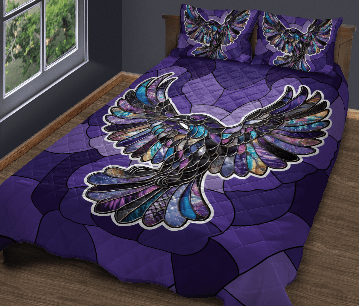 Lotusprinthandmade Crow Bird Quilt Bedding Set (Fold Hem) 5 Sizes (Made ...