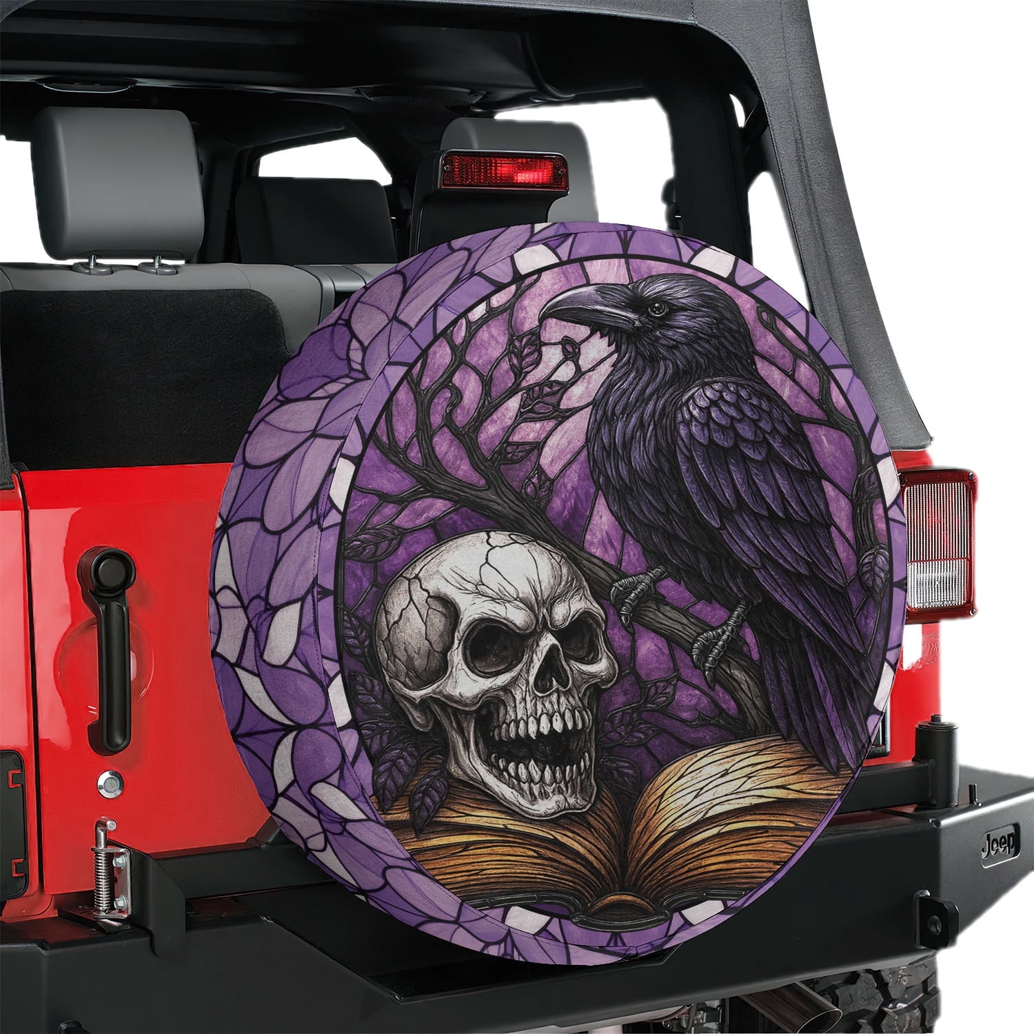 Lotusprinthandmade Crow Bird Skull and Book Spare Tire Cover Without ...