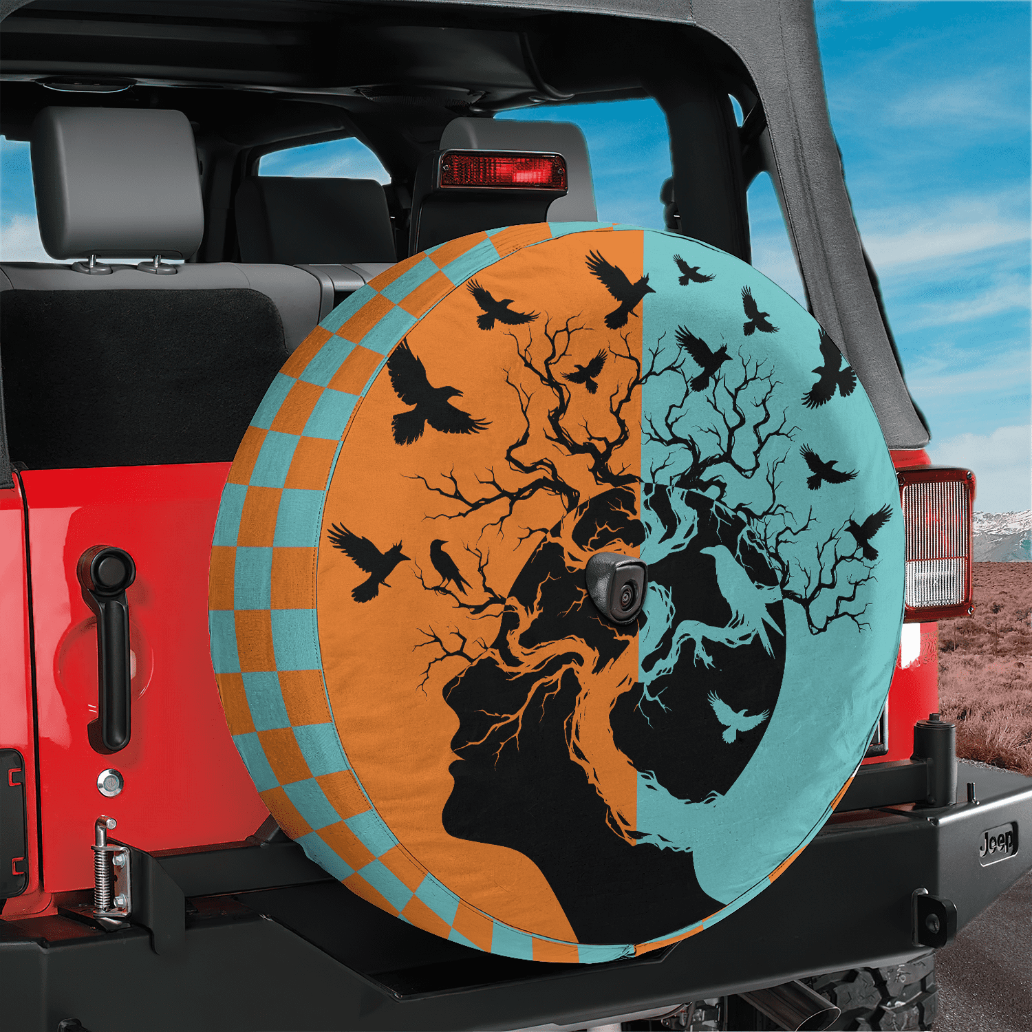 Lotusprinthandmade Crow Bird and Tree Halloween Spare Tire Cover With ...