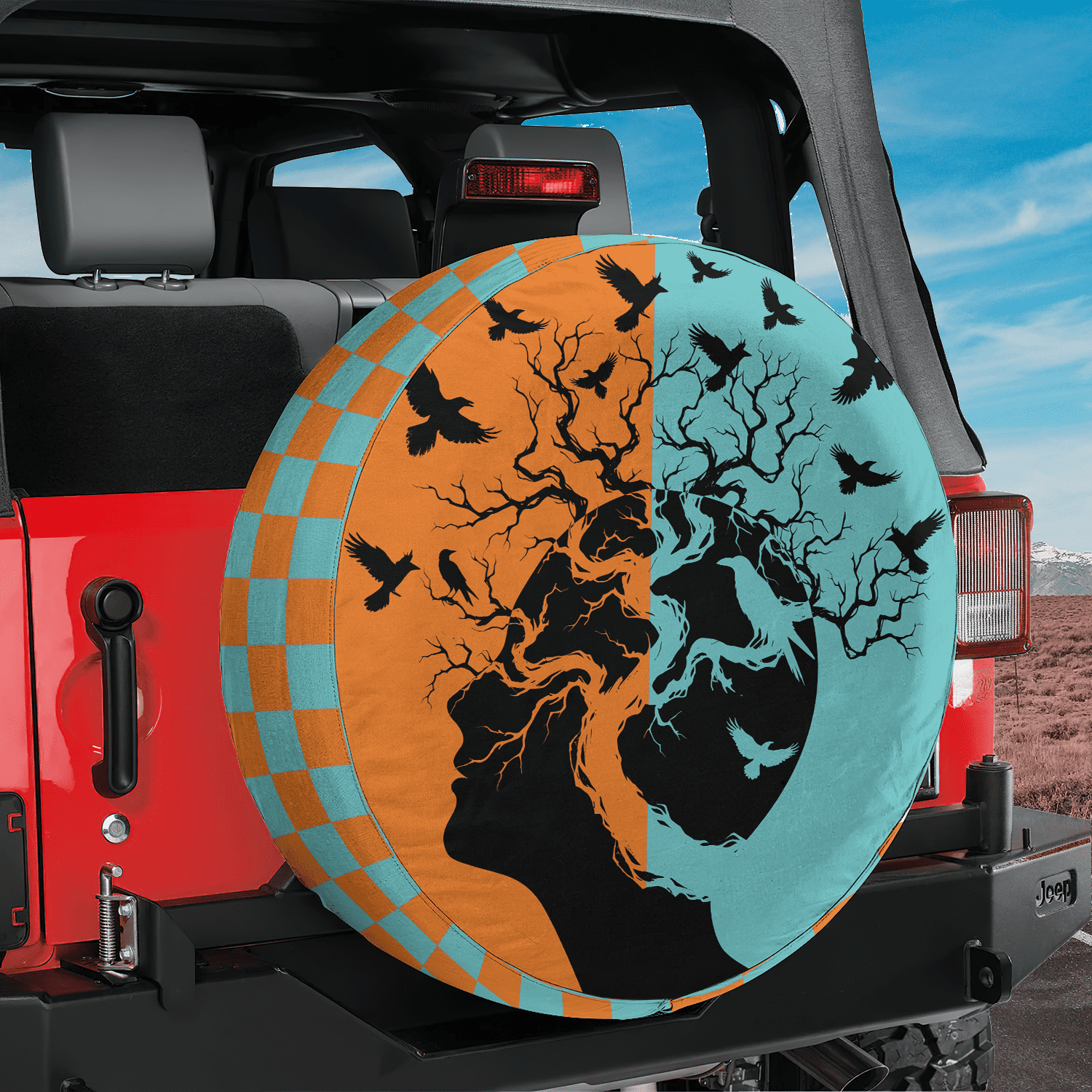 Lotusprinthandmade Crow Bird and Tree Halloween Spare Tire Cover ...